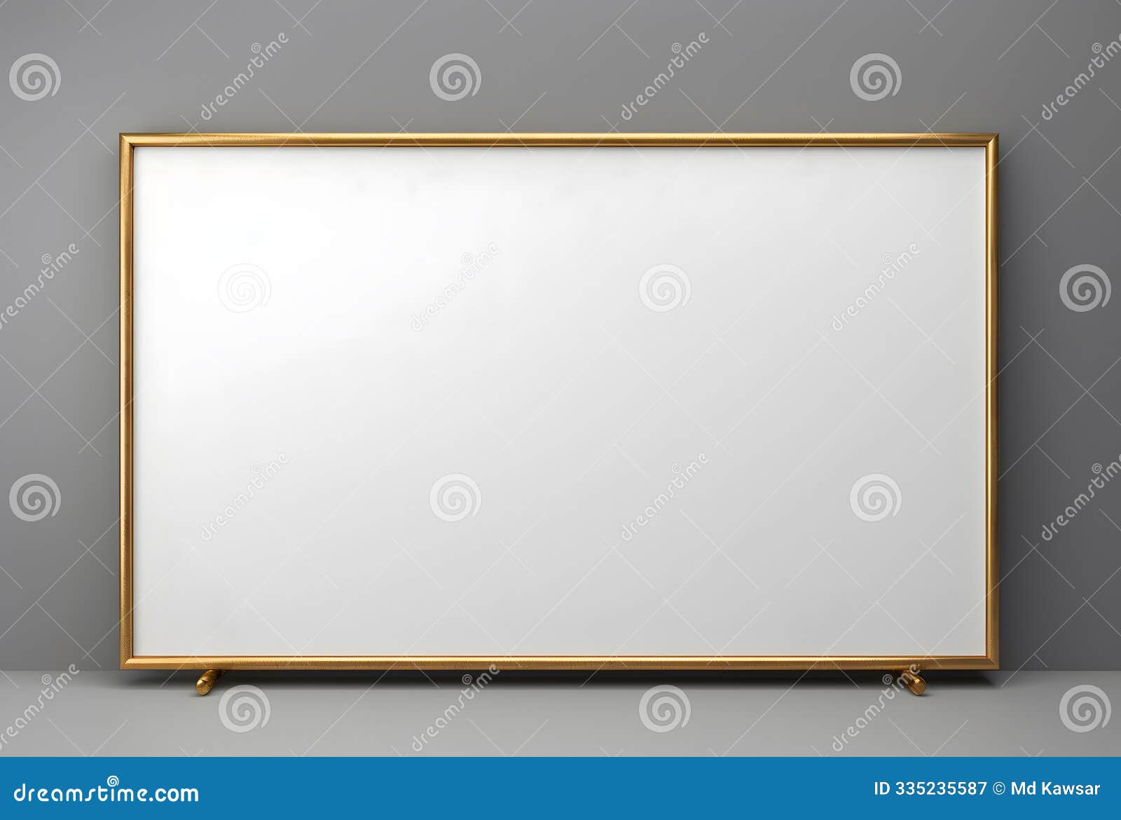 Blank Whiteboard with Golden Frame Mockup Stock Illustration ...