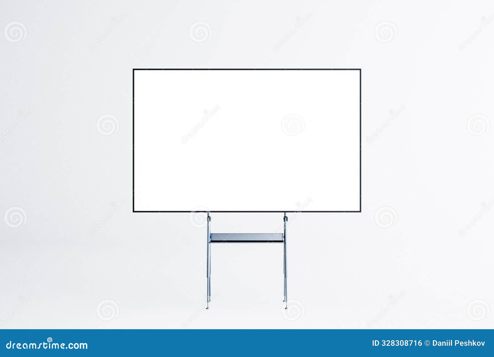 Blank Whiteboard on a Stand in a Modern Studio. 3D Rendering Stock Illustration - Illustration ...