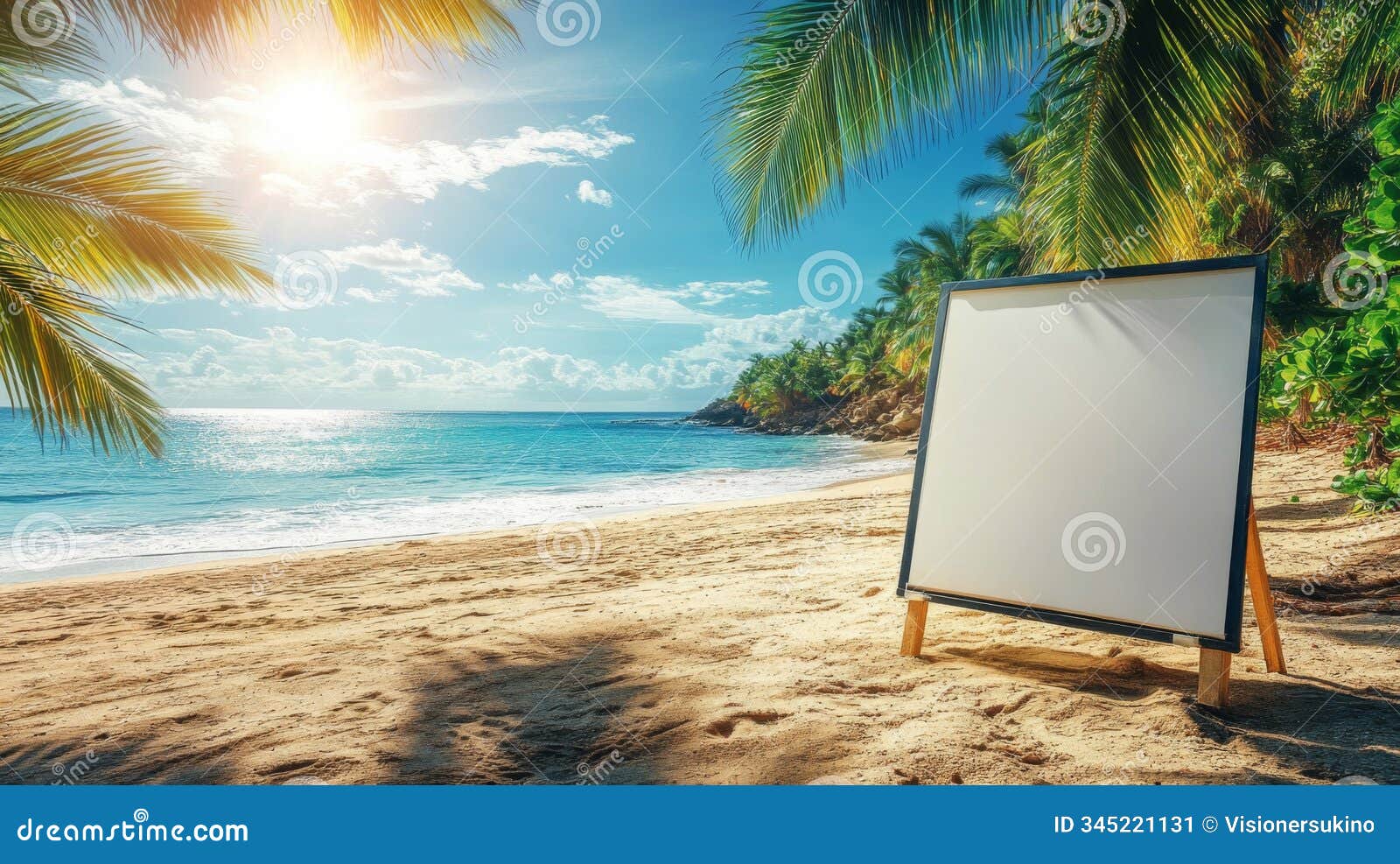 Blank Whiteboard on a Tropical Beach Stock Image - Image of vacation ...