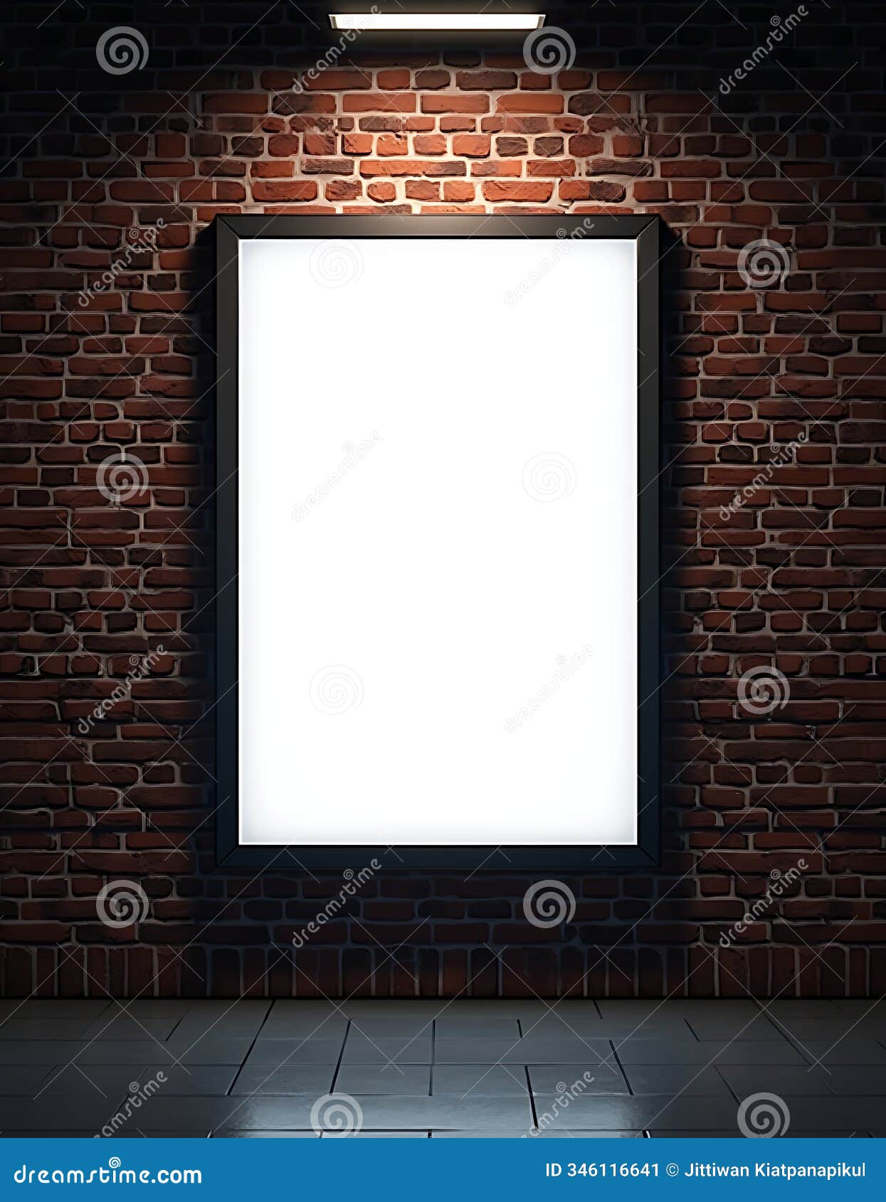 Blank Wide Horizontal Rectangular Billboard Mockup Mounted on the Brick ...