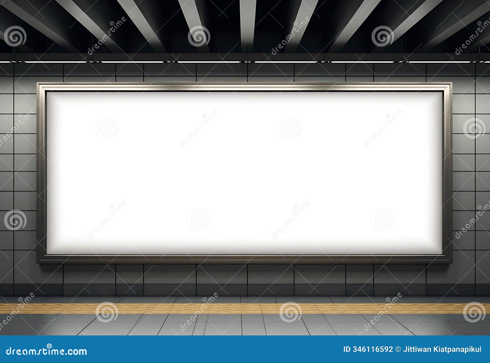 Blank Wide Horizontal Rectangular Billboard Mockup Mounted on the ...