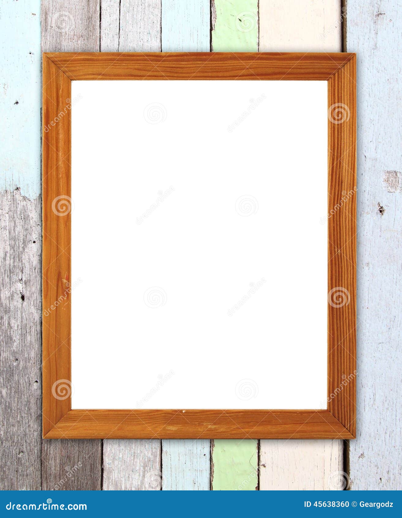 Blank Wood Frame on Wood Wall Stock Photo - Image of blue, carved: 45638360
