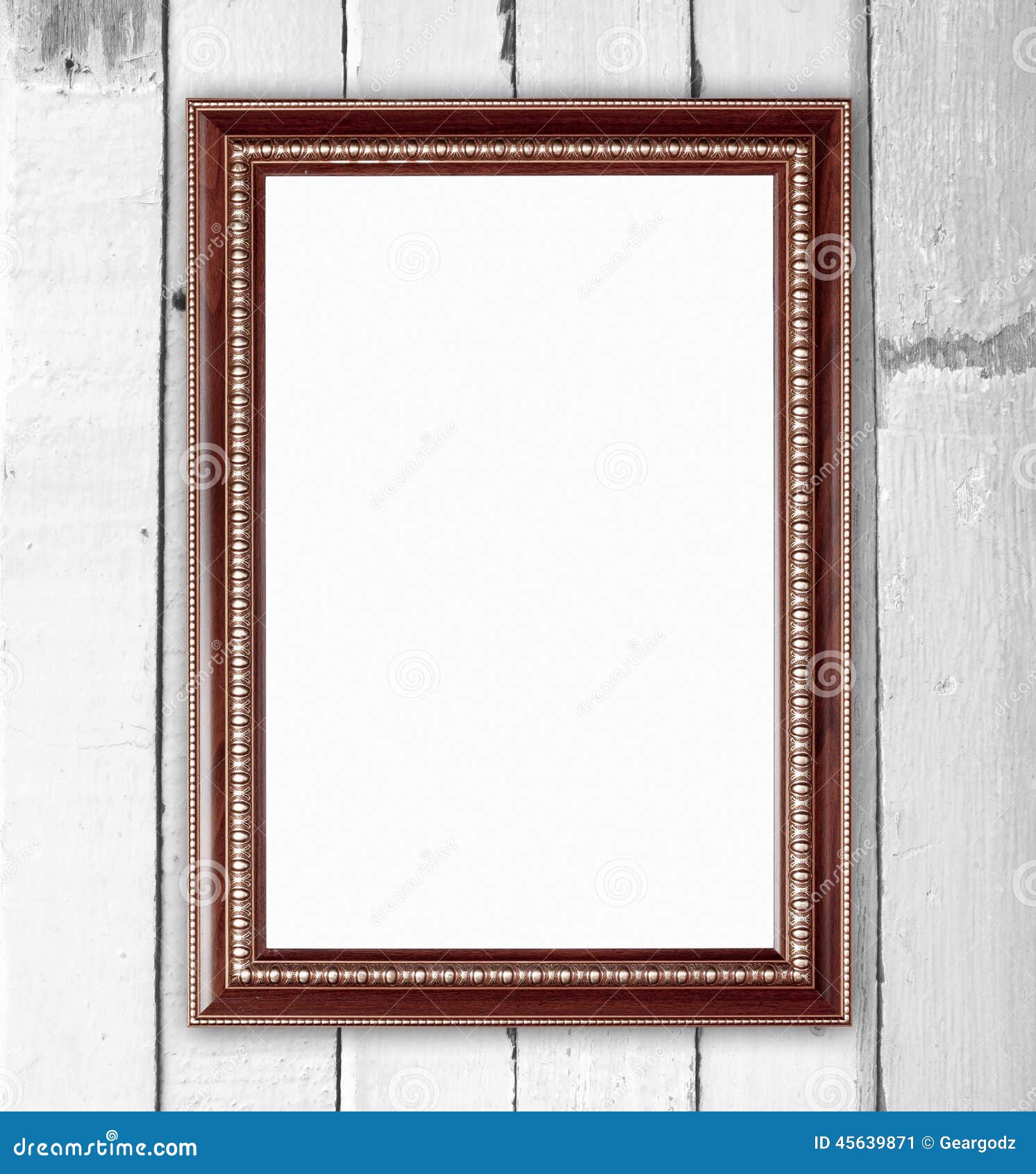 Blank Wood Frame on Wood Wall Stock Image - Image of gold, floor: 45639871