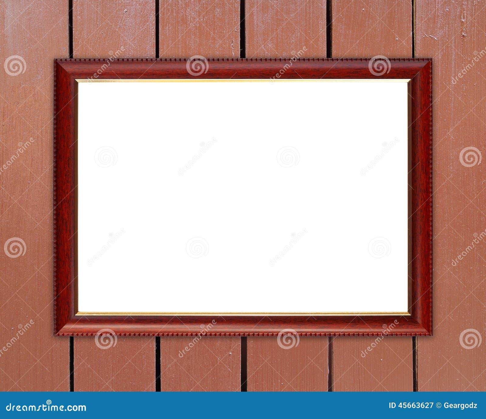 Blank Wood Frame on Wood Wall Stock Image - Image of design, retro ...