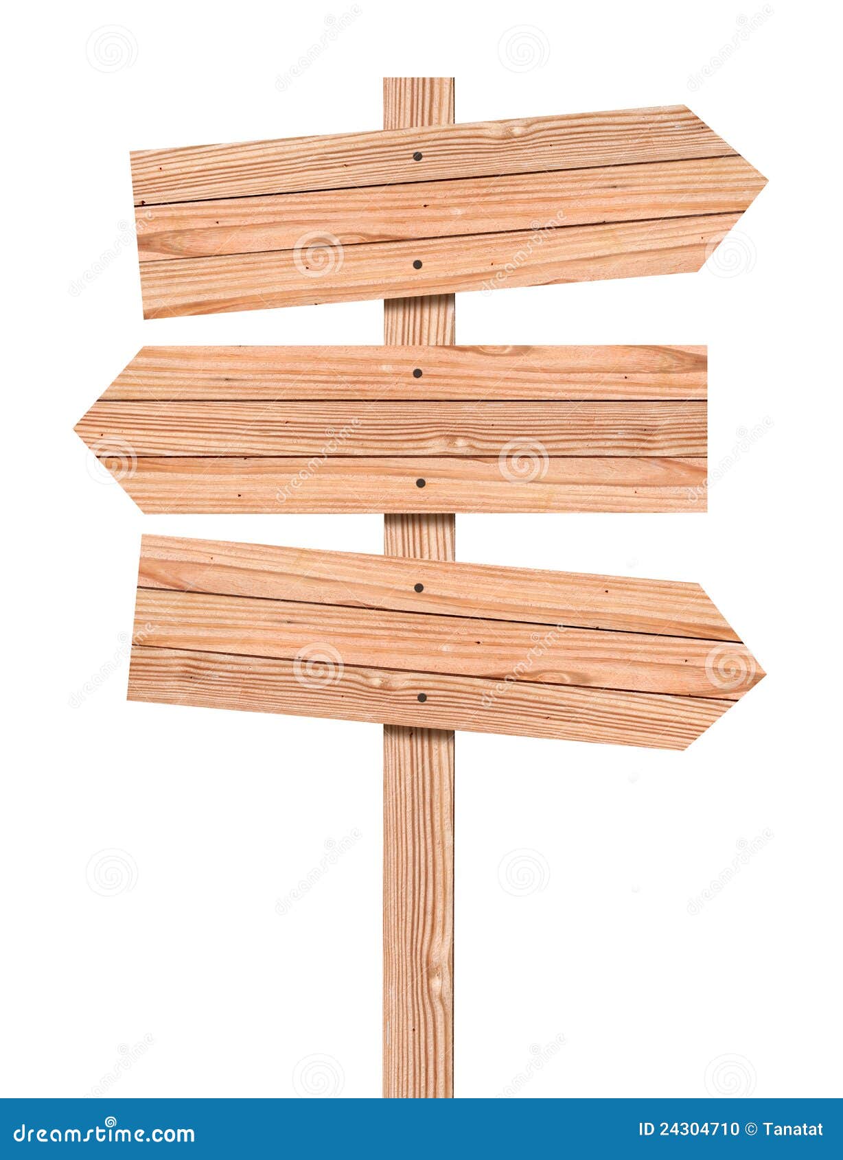 Blank Wooden Direction Sign Isolated on White Stock Photo - Image of ...