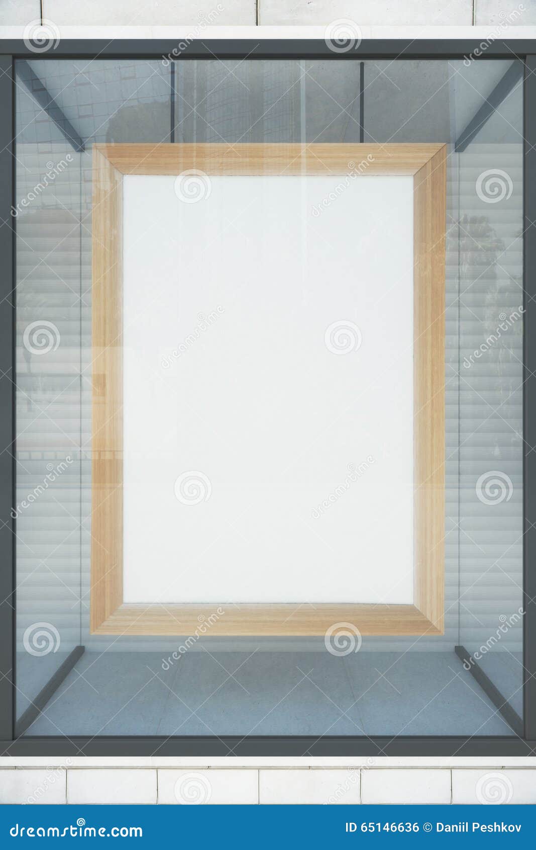 Blank Wooden Frame in a Shop Window Stock Illustration - Illustration ...