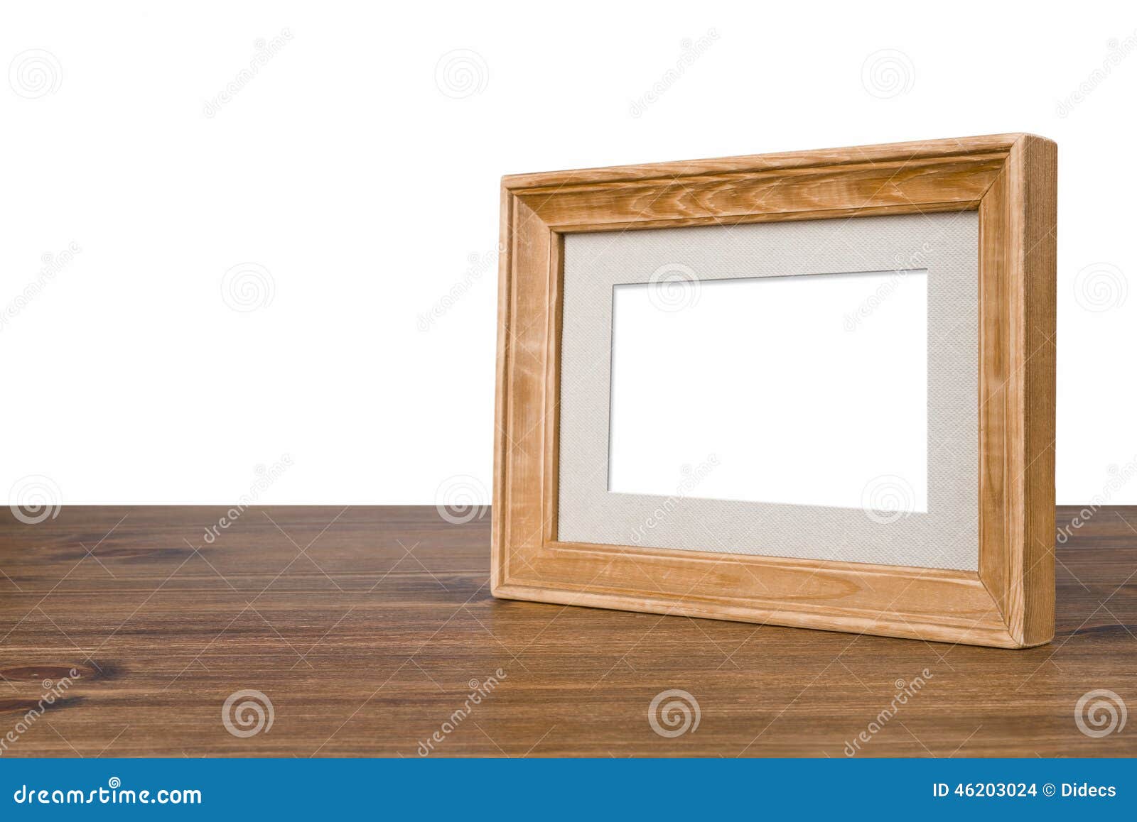 Blank Wooden Picture Frame on Table Over White Background Stock Photo ...