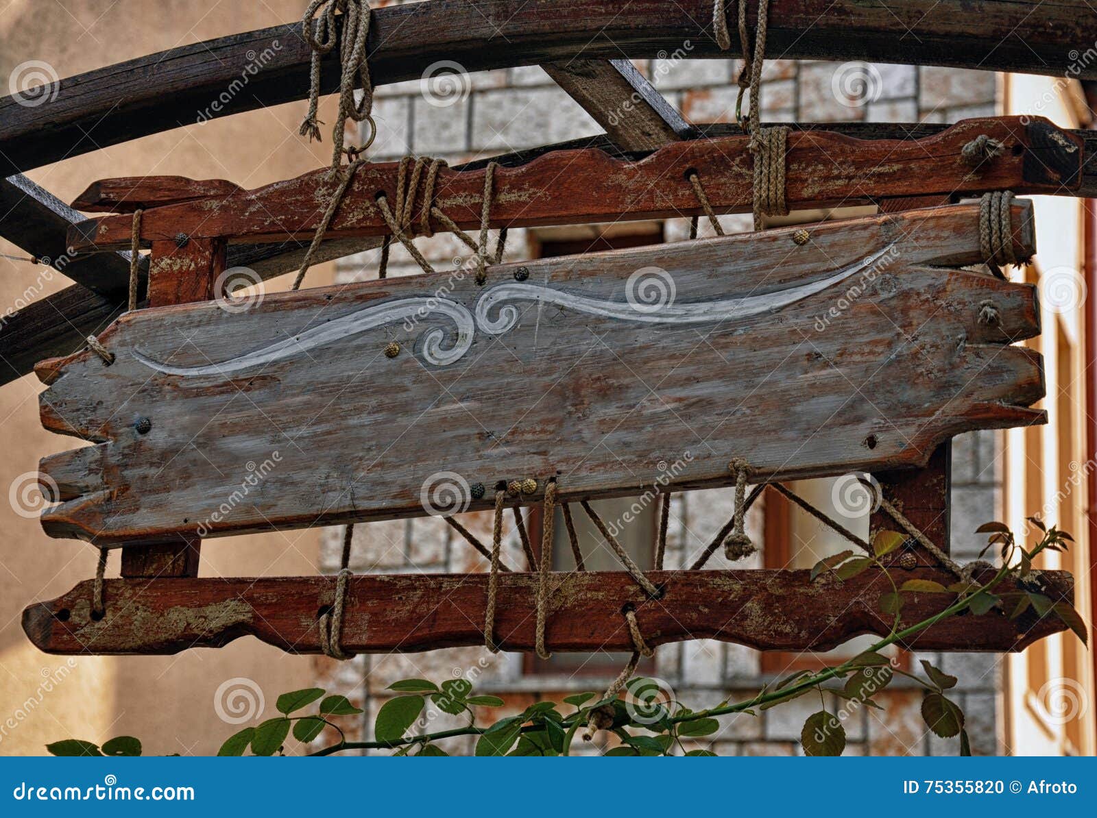 Blank Wooden Sign Board Hanging Stock Photo - Image of textured, empty ...