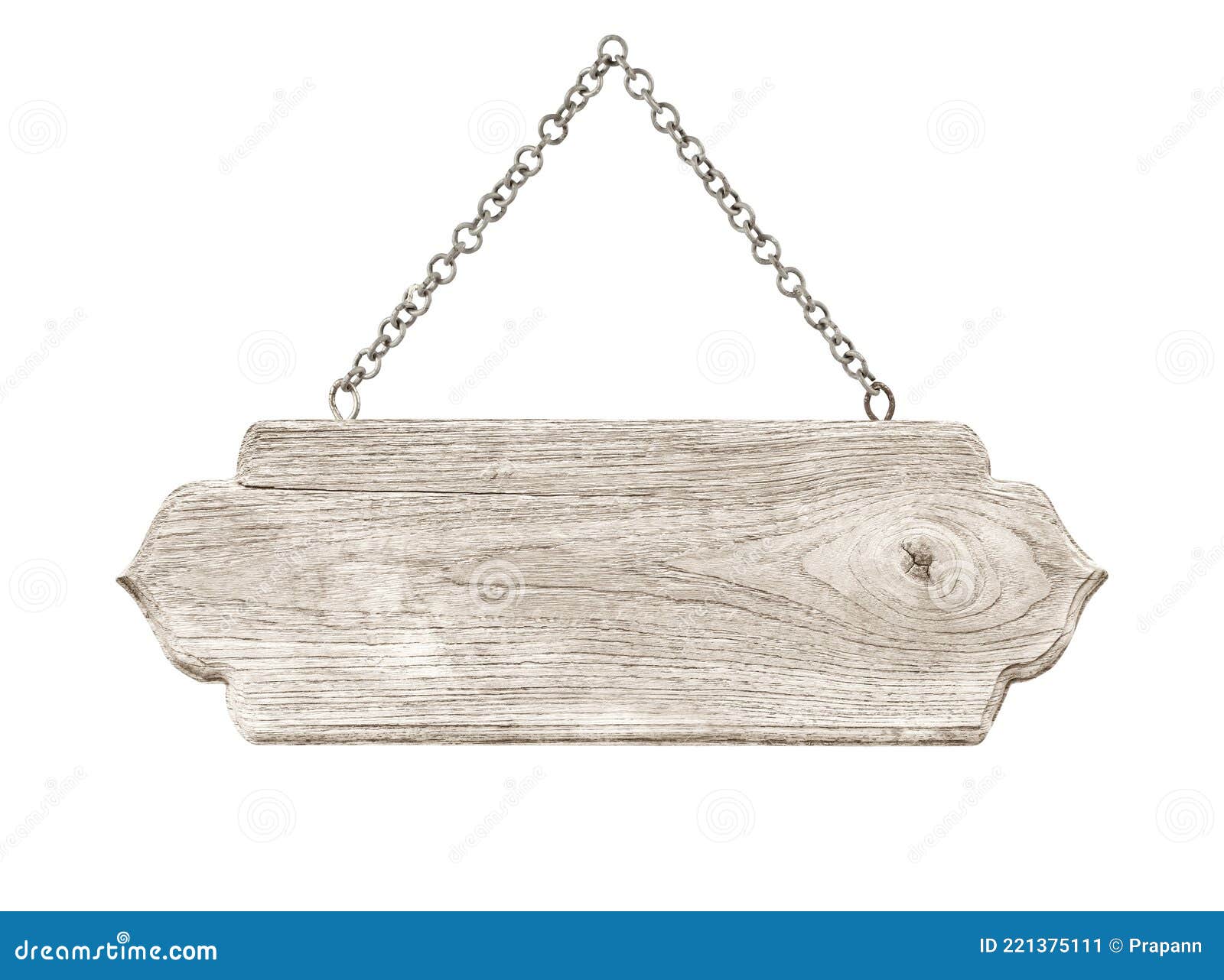 Blank Wooden Sign Hanging on a Chain. Isolated on White Stock Image ...