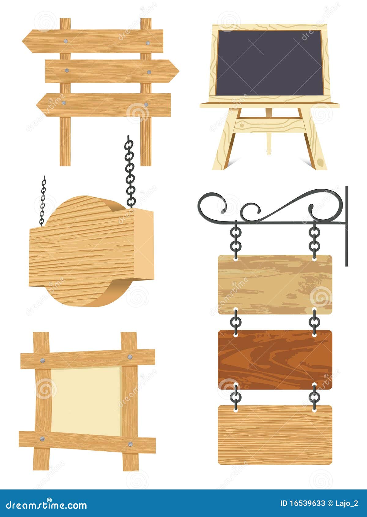 Blank Wooden Signboard Collection Stock Vector - Illustration of ...