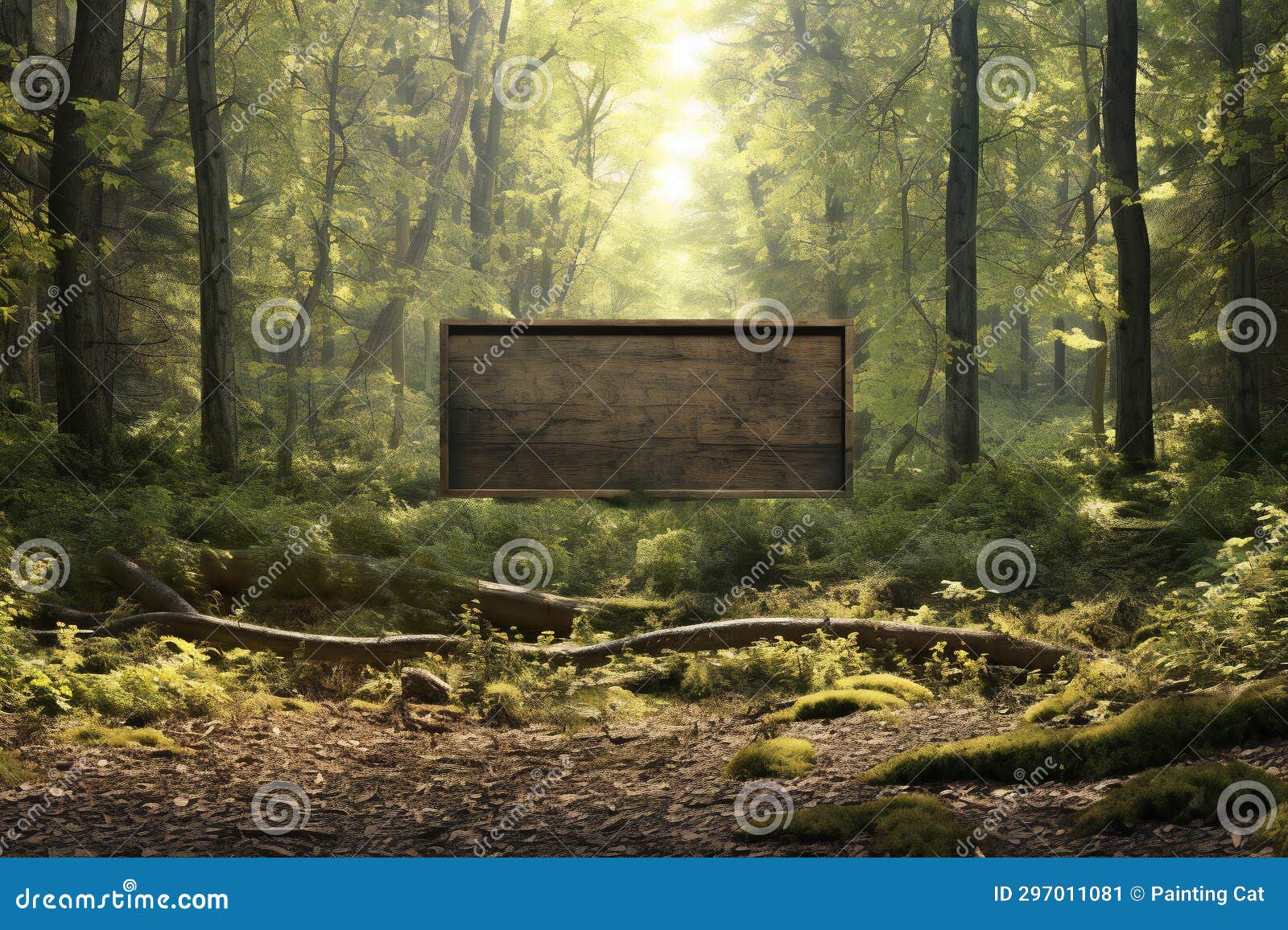 Blank Wooden Signboard in the Forest, Stock Illustration - Illustration ...