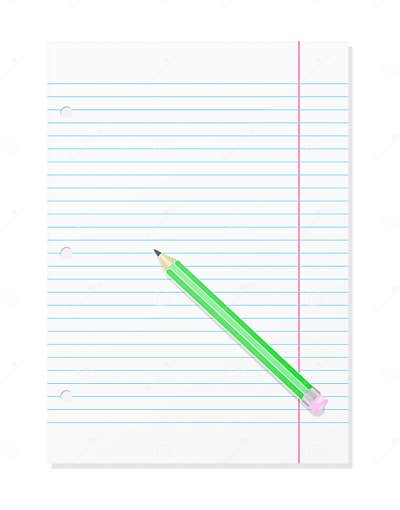Blank Workbook Page with Pencil Stock Vector - Illustration of copybook ...