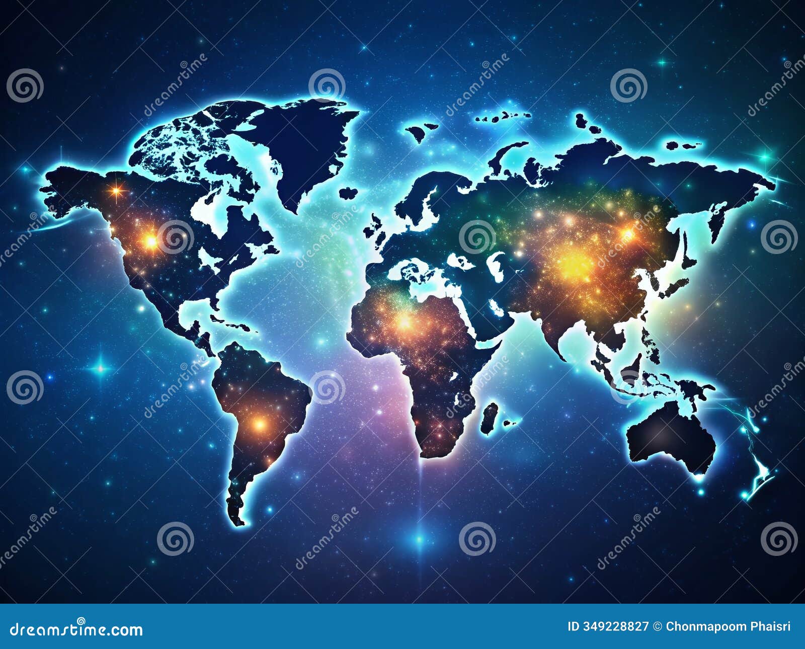 Blank World Map for Data Visualization and Infographic Design a Night ...