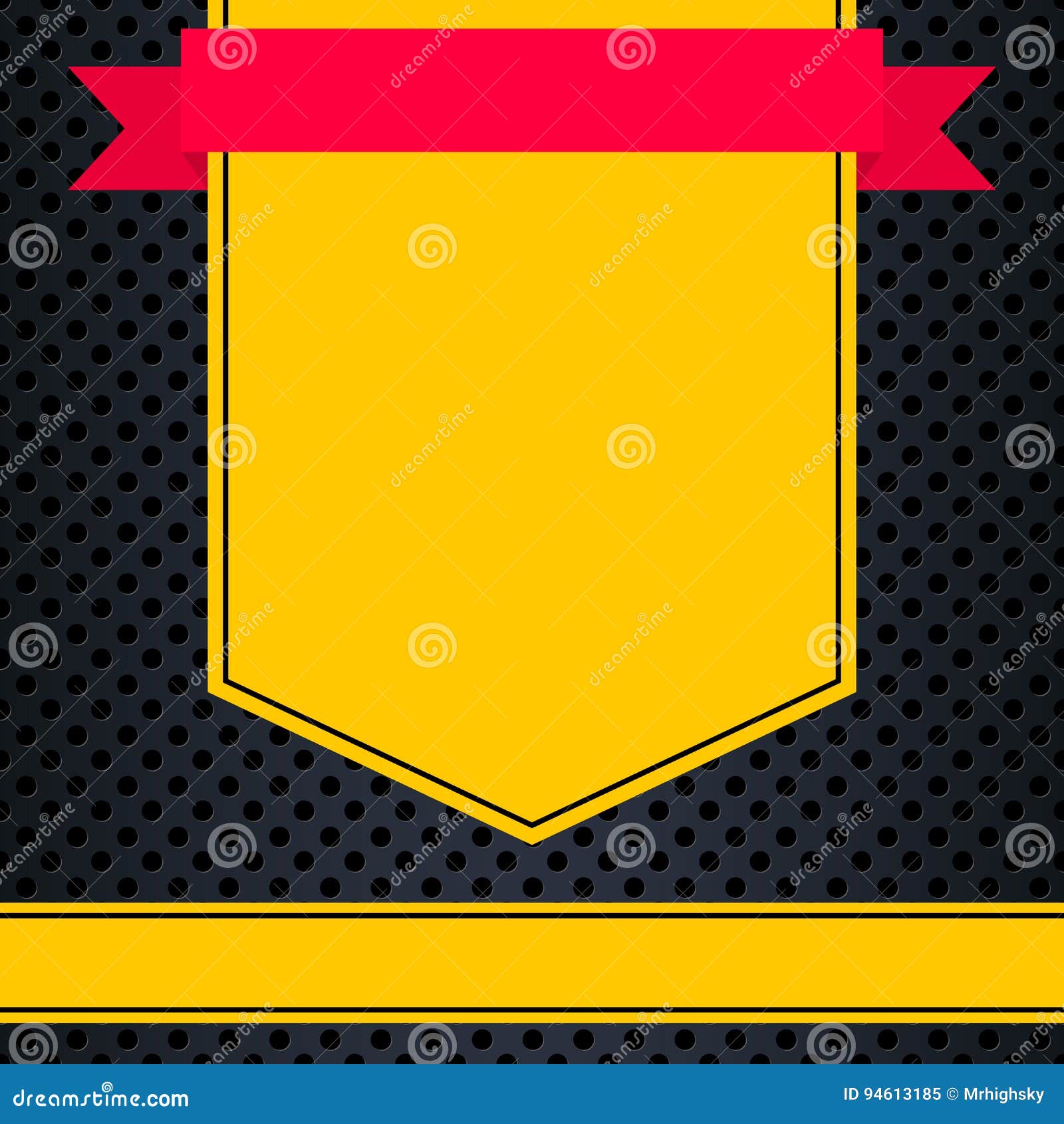 Blank Yellow Banner on Metal Perforated Sheet Stock Vector ...