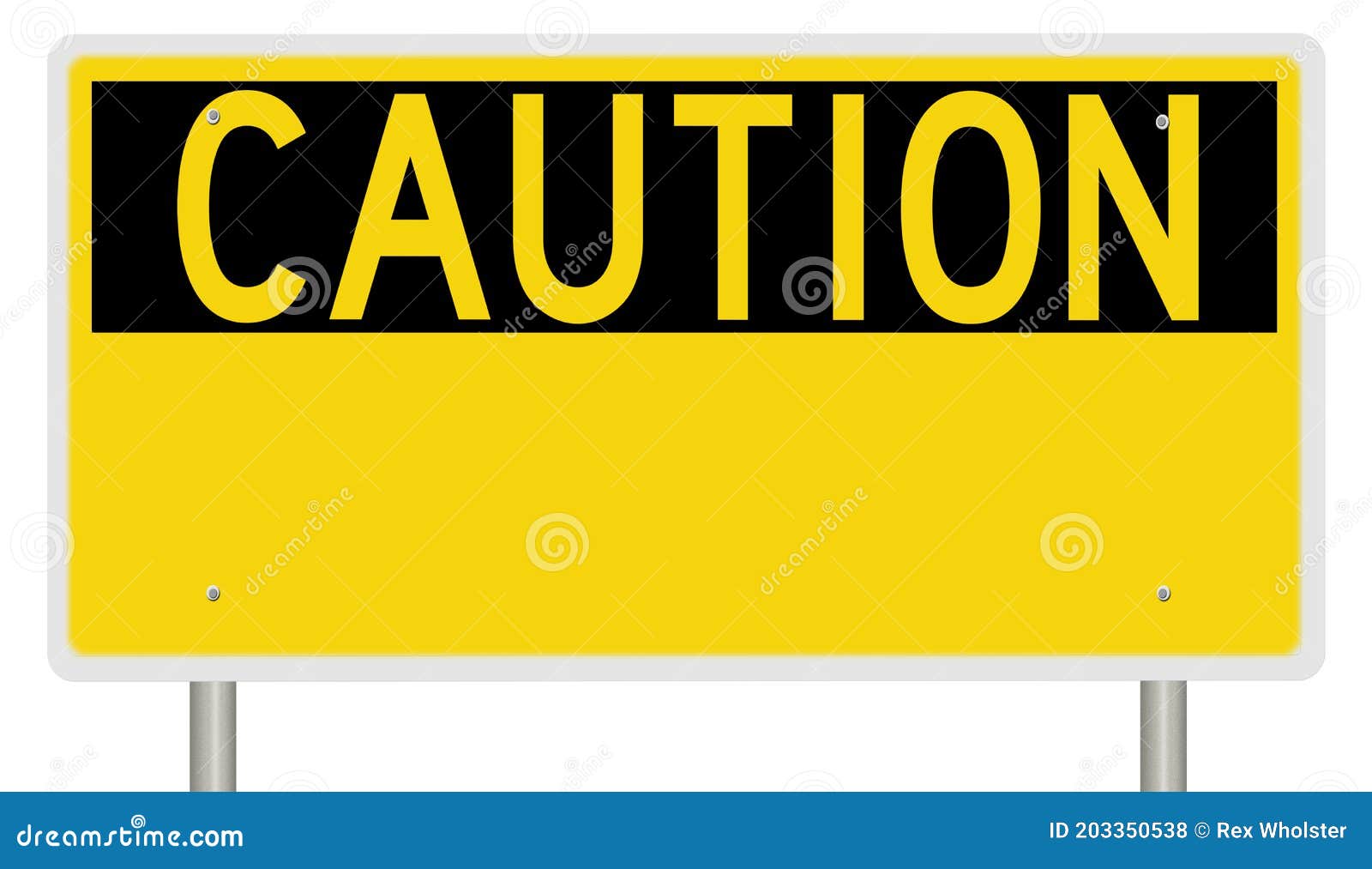 Blank Yellow CAUTION Road Sign Stock Illustration - Illustration of ...