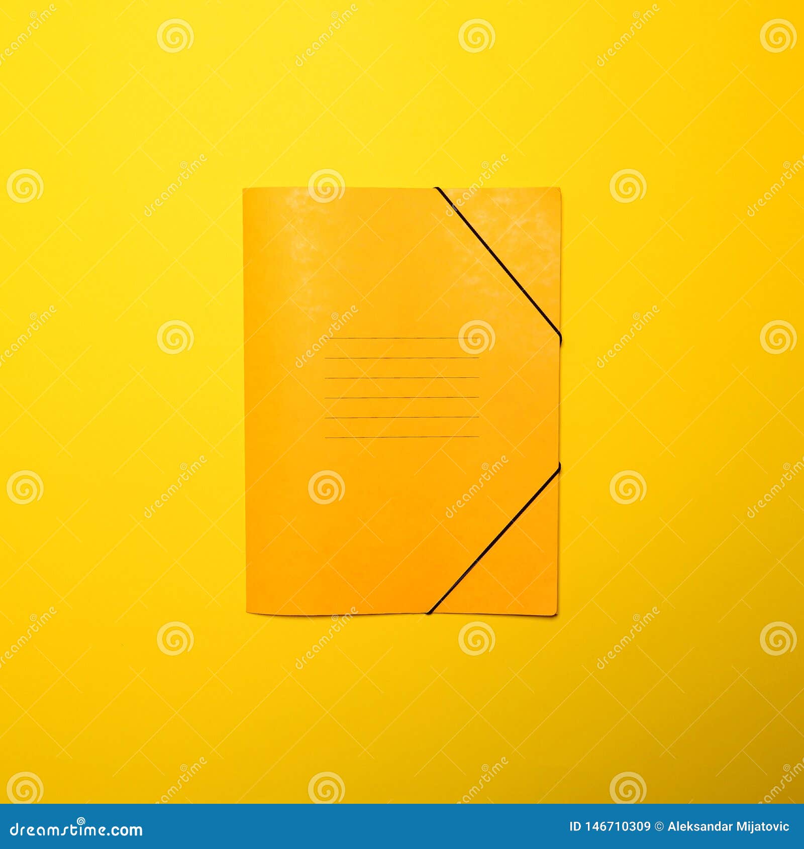 Blank Yellow Folder on Yellow Background - Flat Lay Stock Image - Image ...