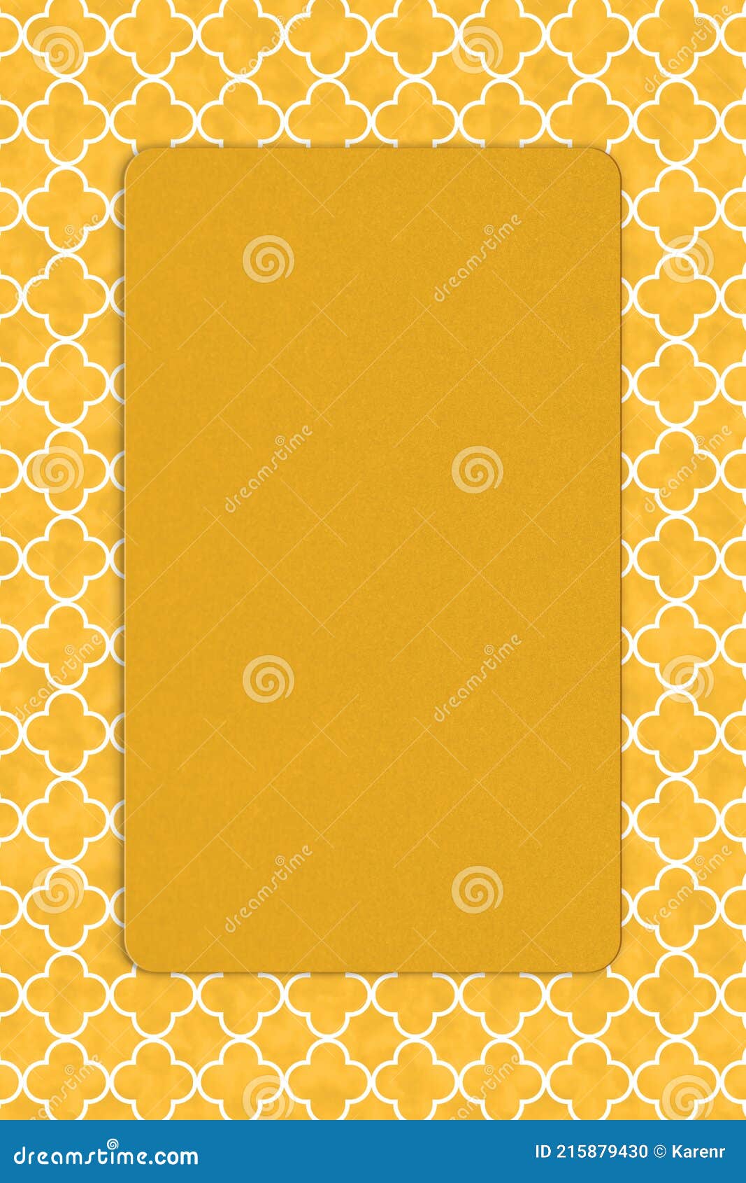 Blank Yellow Invitation Mockup with a Frame and Quatrefoil Design Stock ...