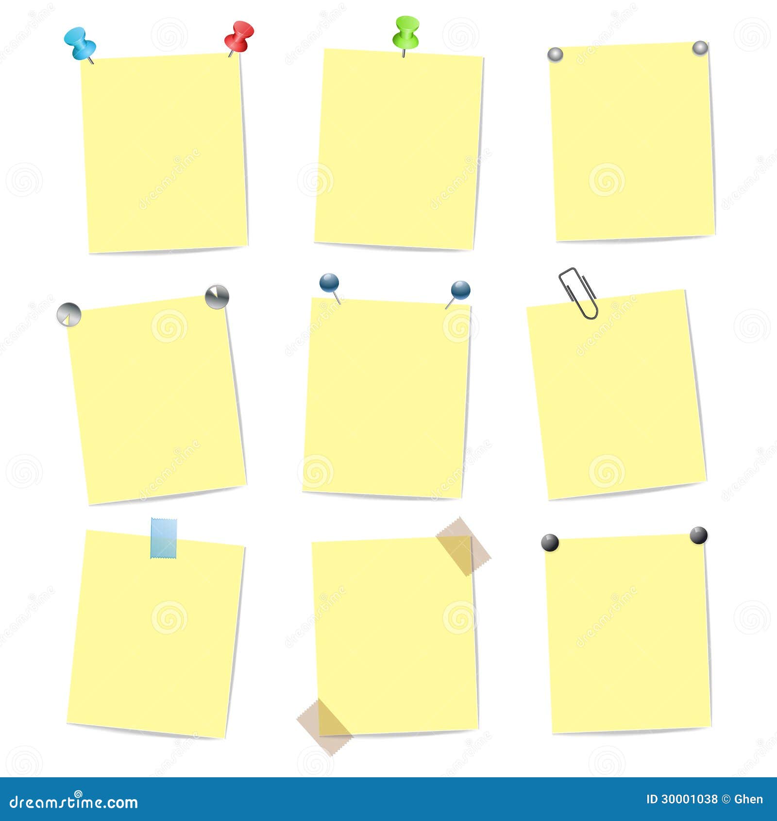 Blank yellow note items stock vector. Illustration of business - 30001038