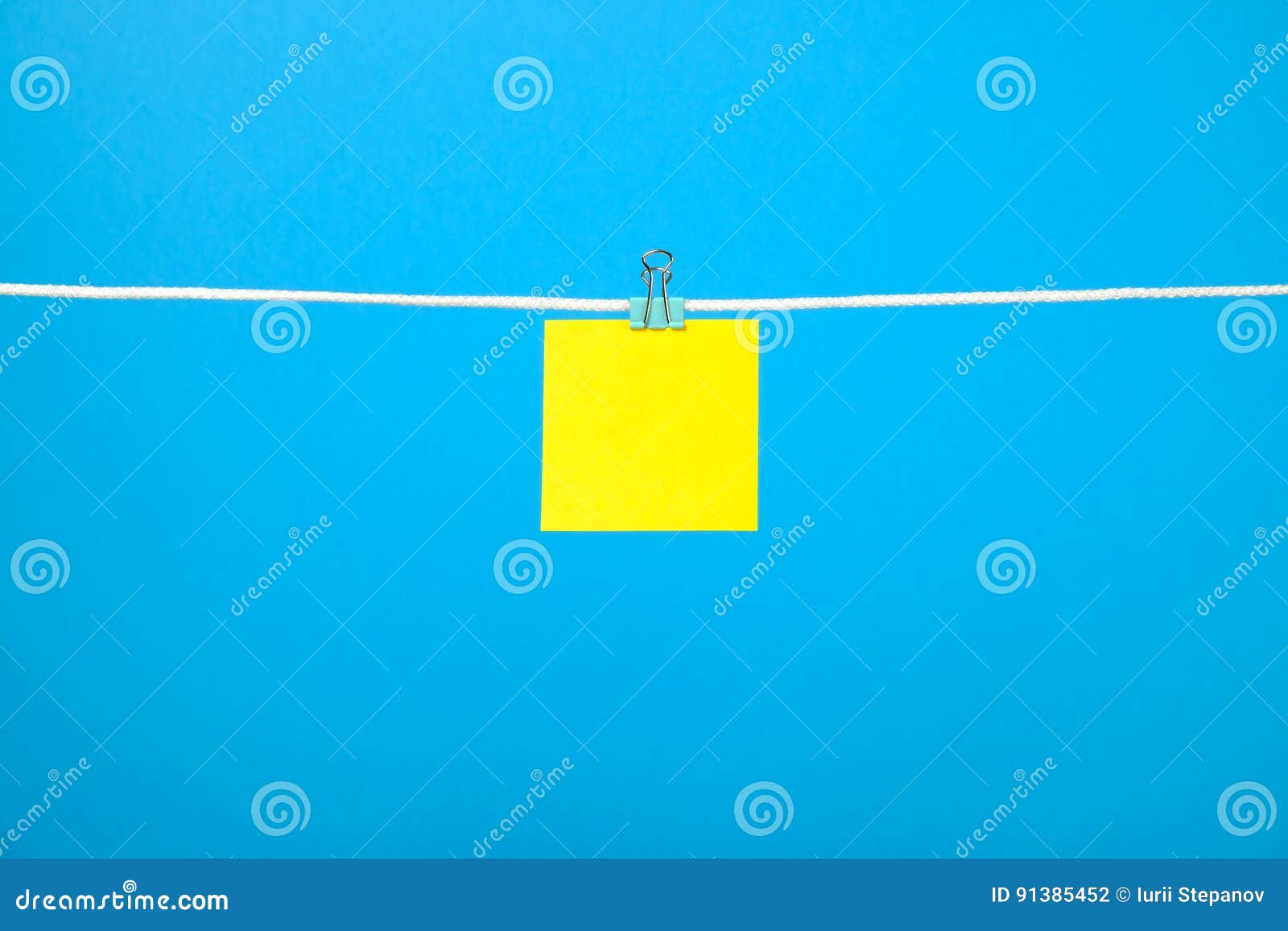 Blank Yellow Paper Note on the String Stock Photo - Image of hang ...