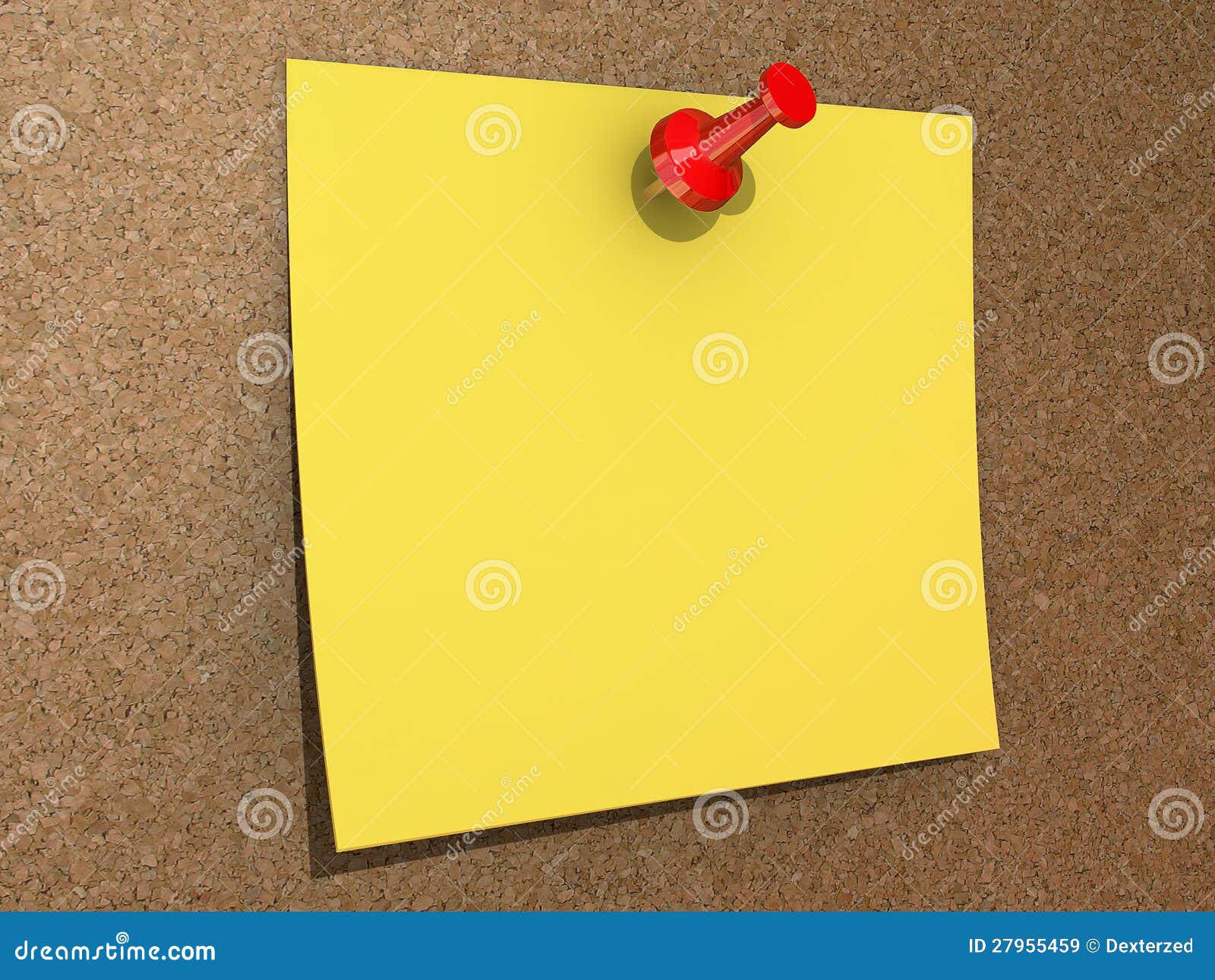 Blank Yellow Pinned Note stock image. Image of sticky - 27955459