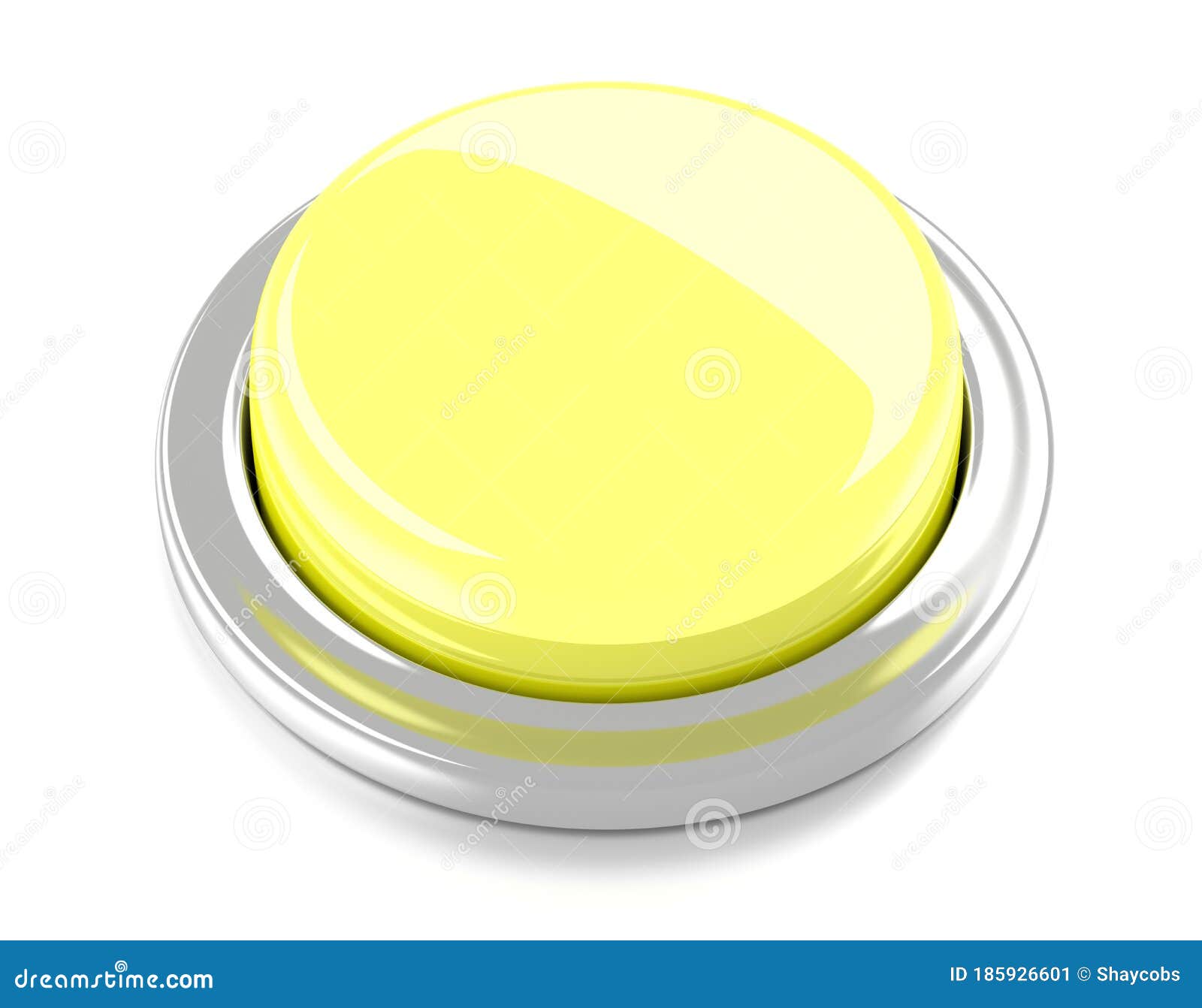 Blank Yellow Push Button. 3d Illustration. Isolated Background Stock ...