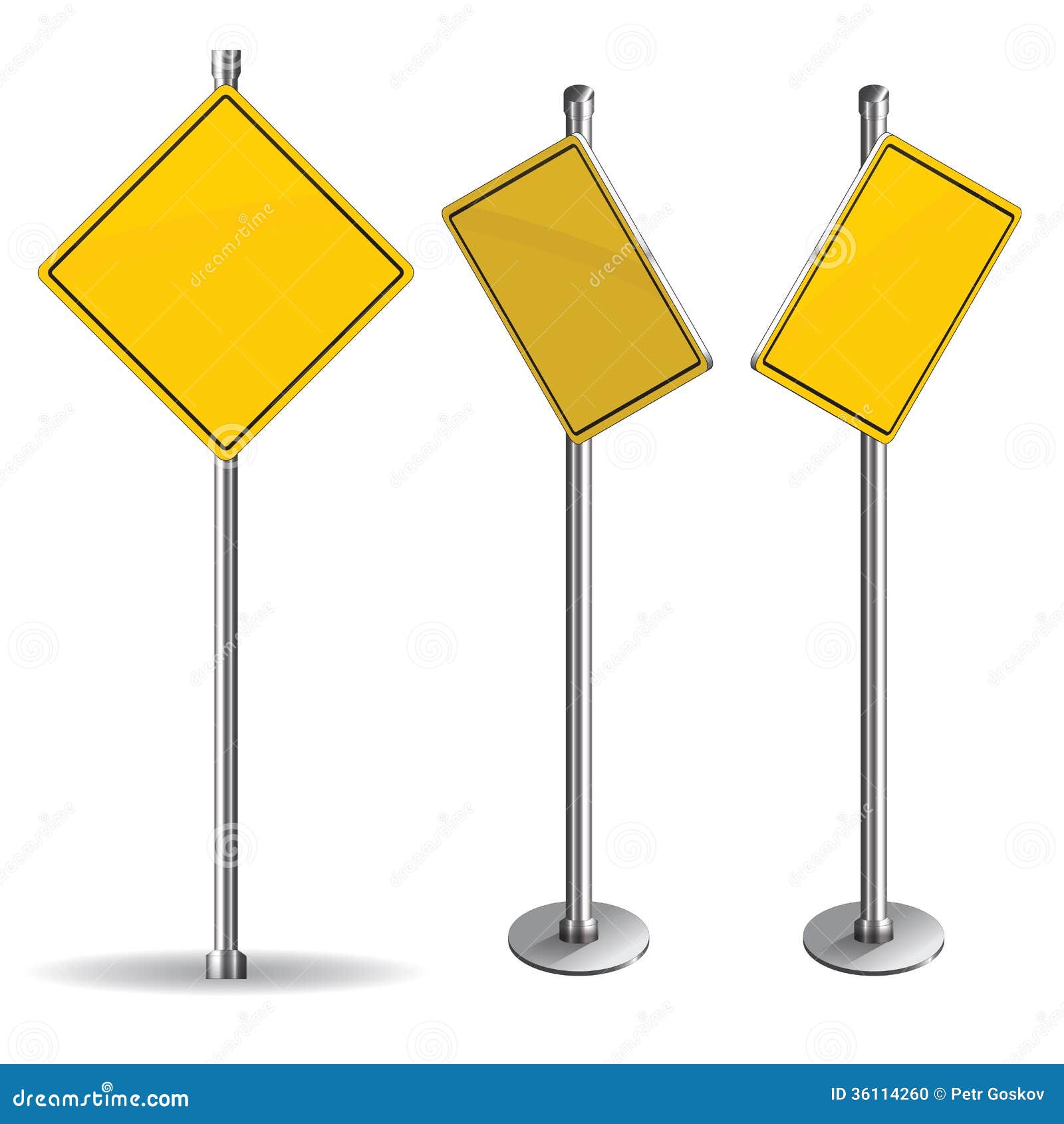 Blank Yellow Road Sign On White Background Stock Photo - Image: 36114260