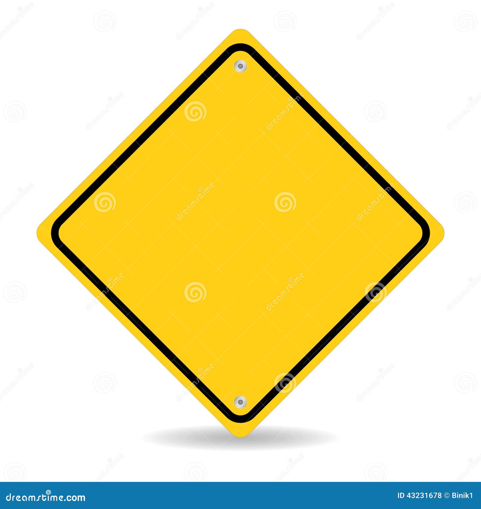 Blank Yellow Road Sign on White Background Stock Vector - Illustration ...