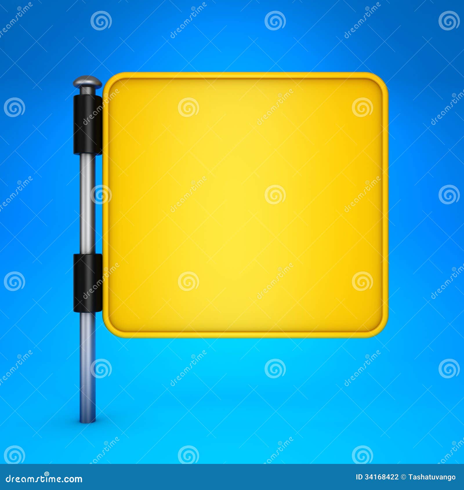 Blank Yellow Square Display on Blue Background. Stock Illustration ...