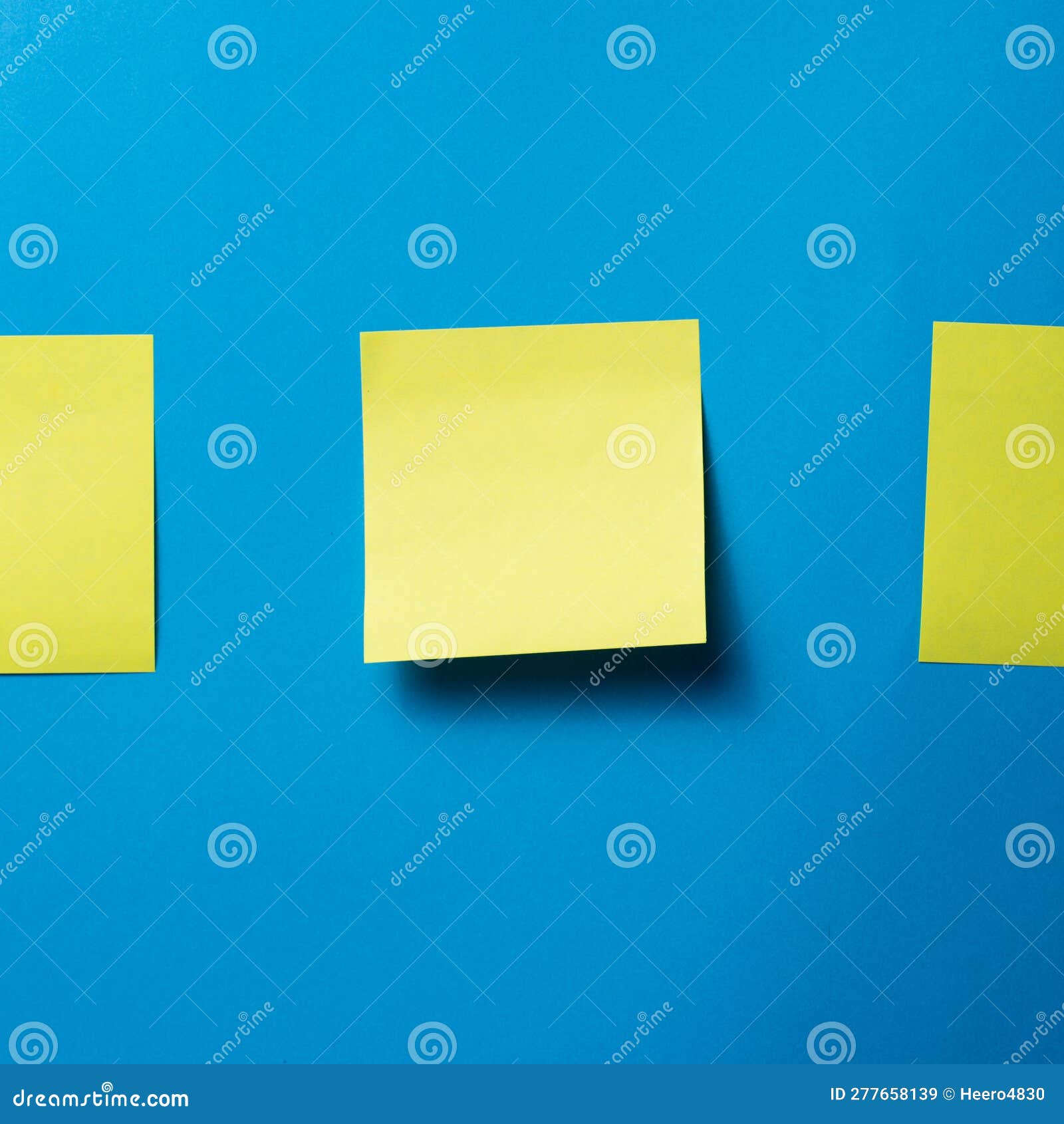 Yellow Blank Sticky Note on Blue Wall Stock Image - Image of post, note ...