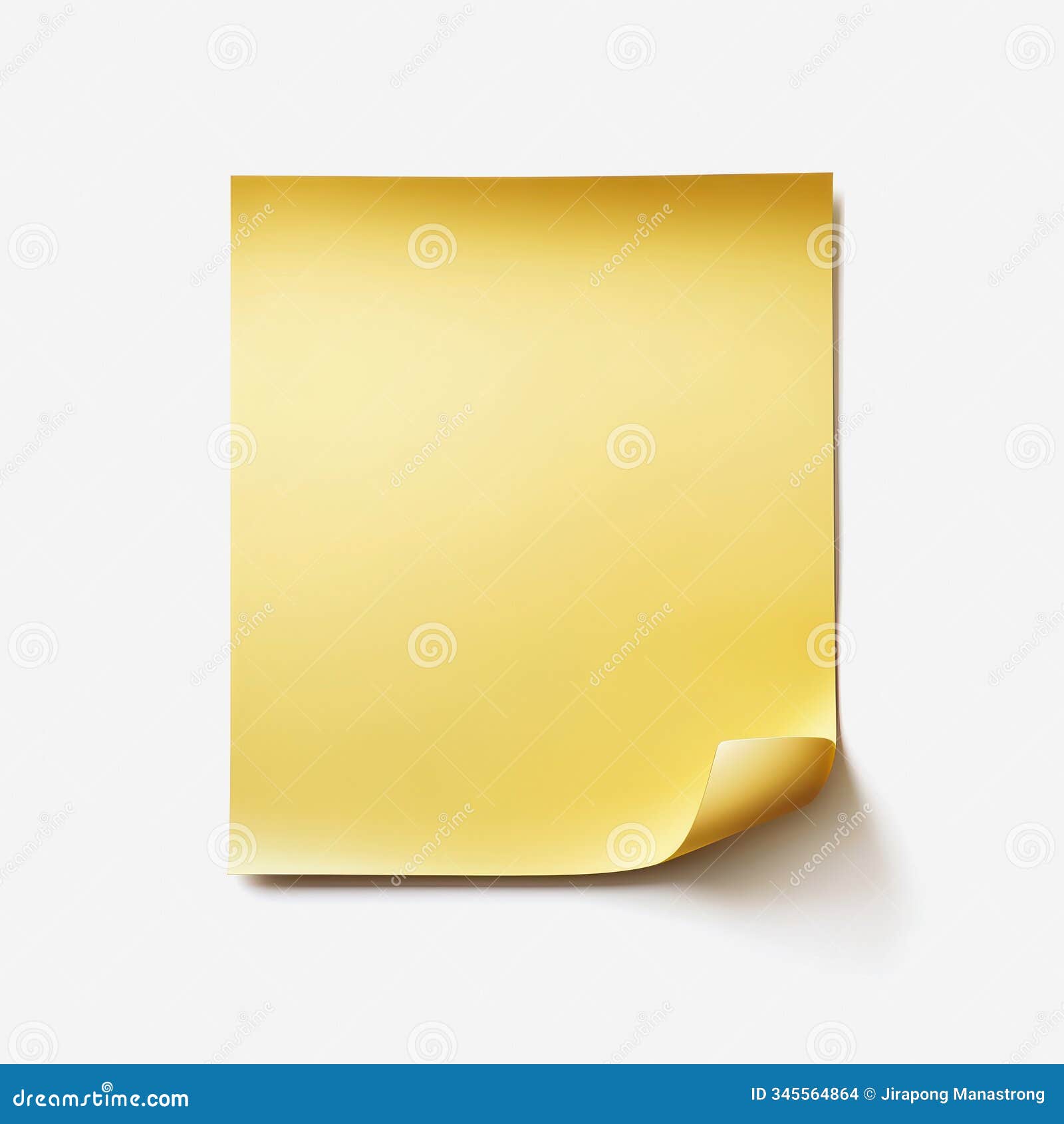 Blank Yellow Sticky Note with Curled Corner on a Clean White Background ...