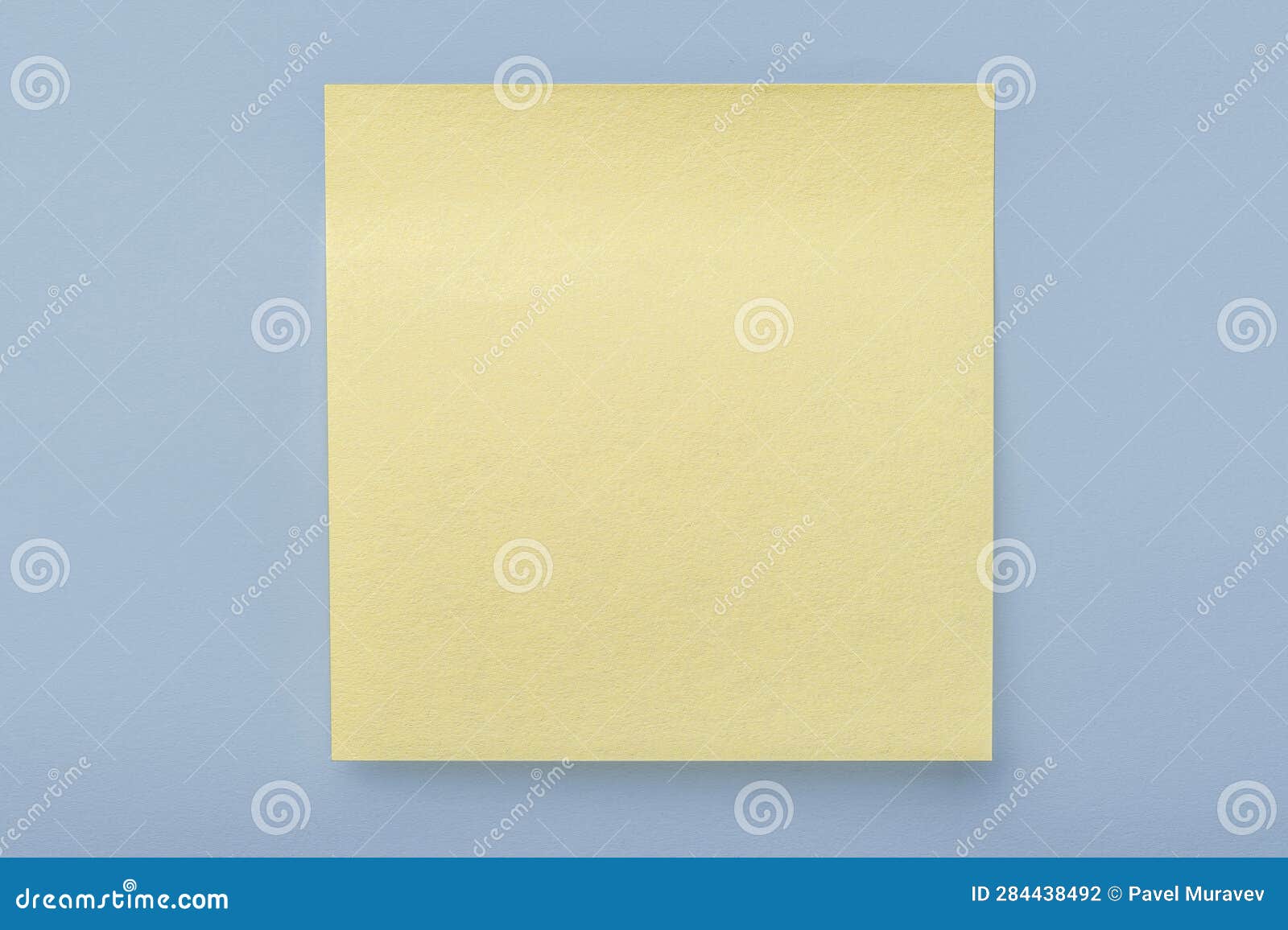 Blank Yellow Sticky Notes on Blue Background. Mockup Sticky Note Paper ...