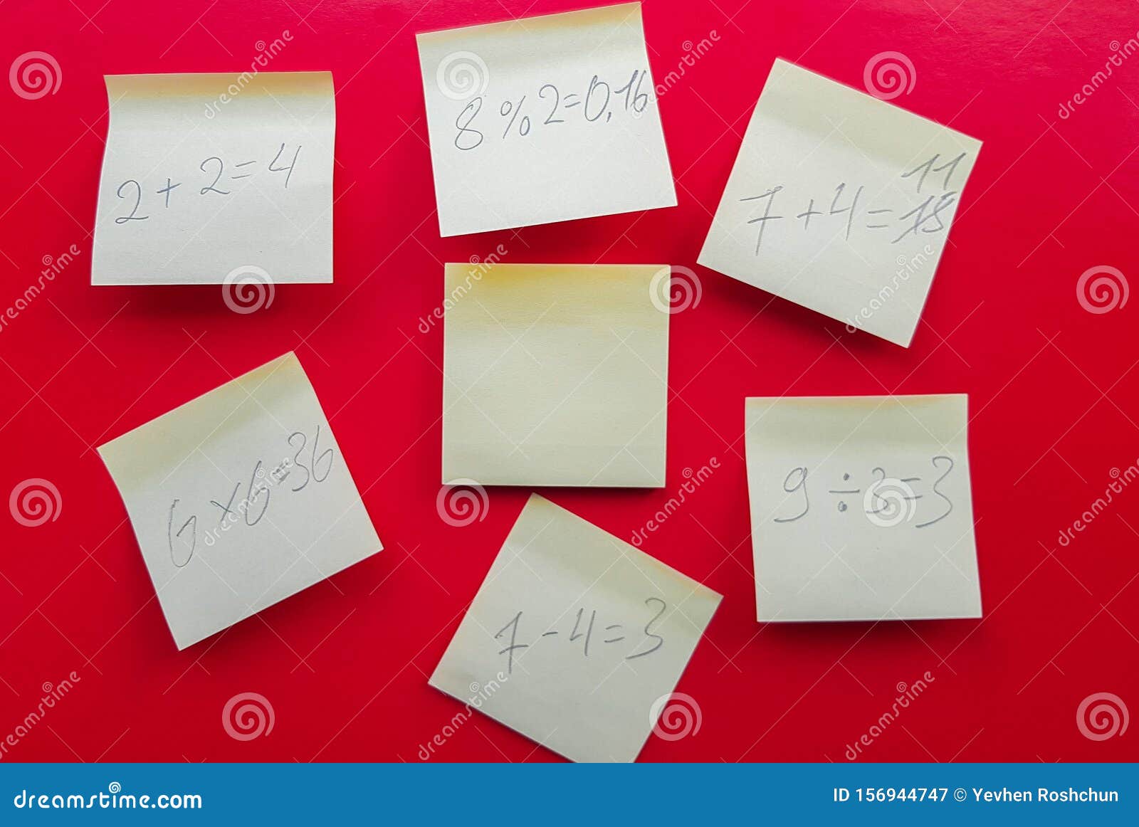 Blank Yellow Sticky Notes with Mathematical Equations and Solving Them ...