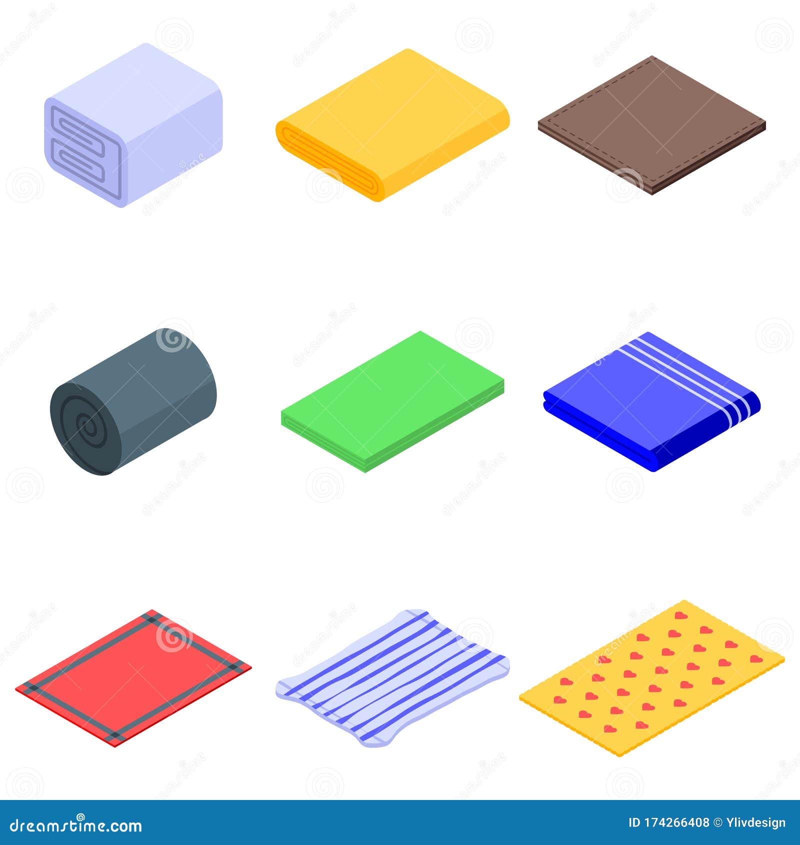 Blanket Icons Set, Isometric Style Stock Vector - Illustration of hotel ...