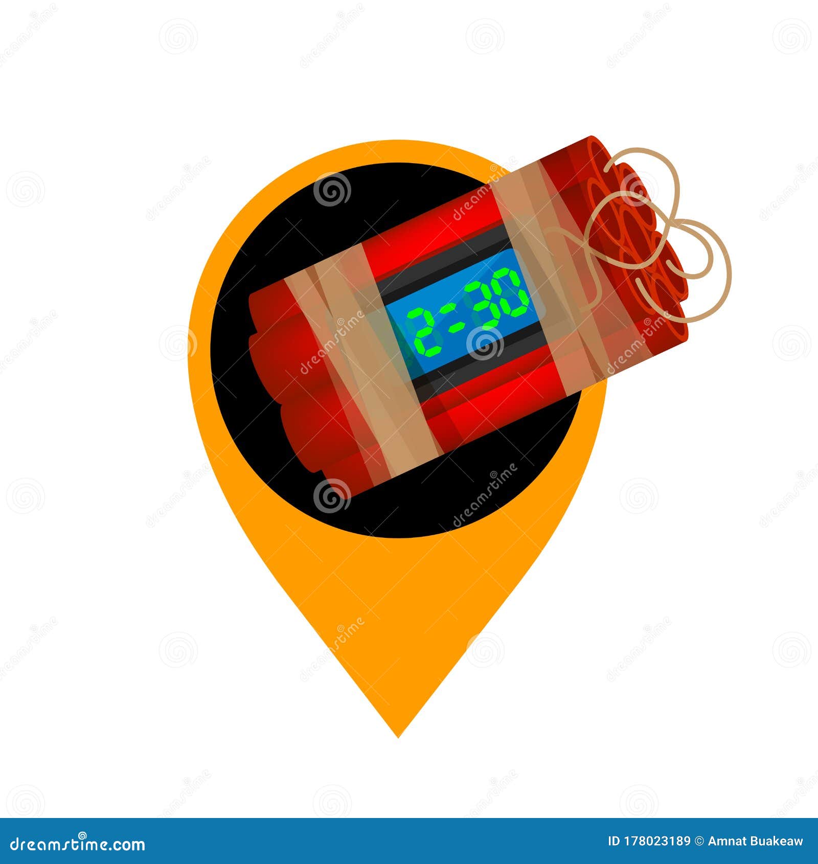 Blast Bomb of Terrorist in the Orange Pin Icon for Location Pointer ...