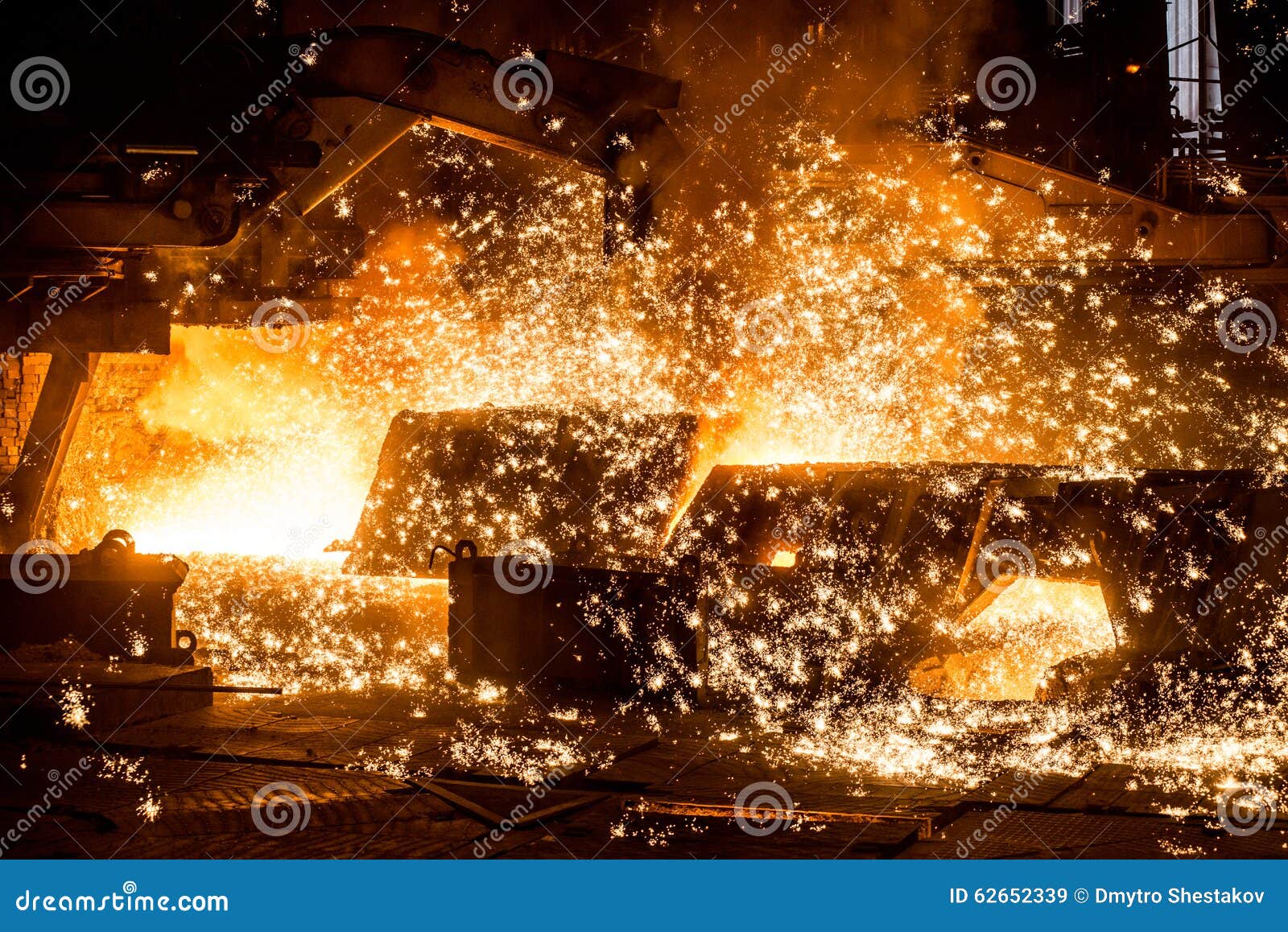 Blast furnace with sparks stock image. Image of material - 62652339