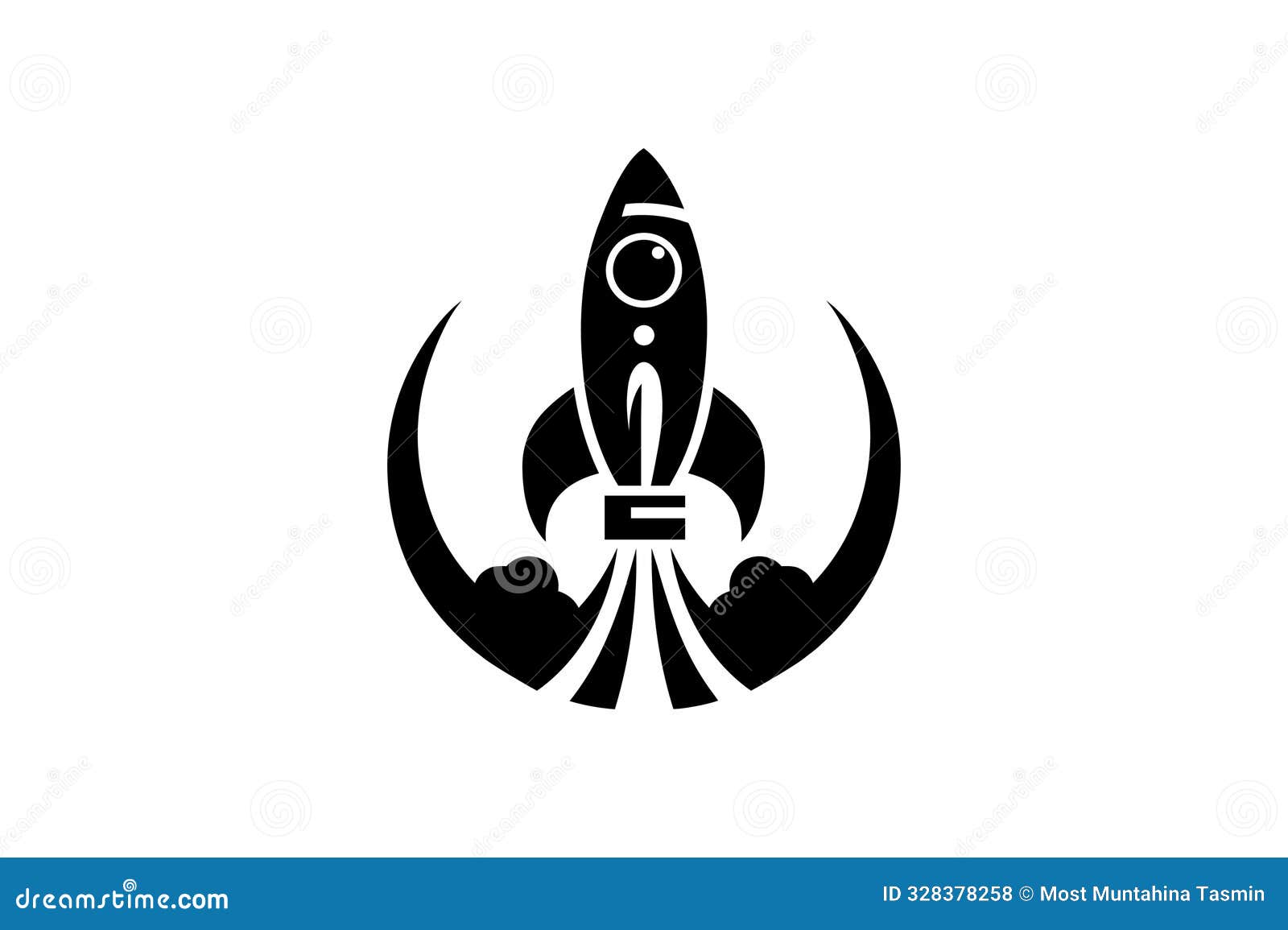Blast Off Rocket Vector Silhouette Stock Illustration - Illustration of ...