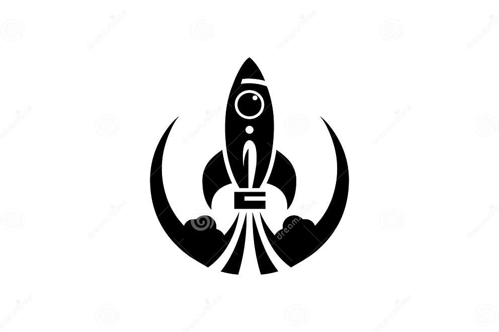 Blast Off Rocket Vector Silhouette Stock Illustration - Illustration of ...