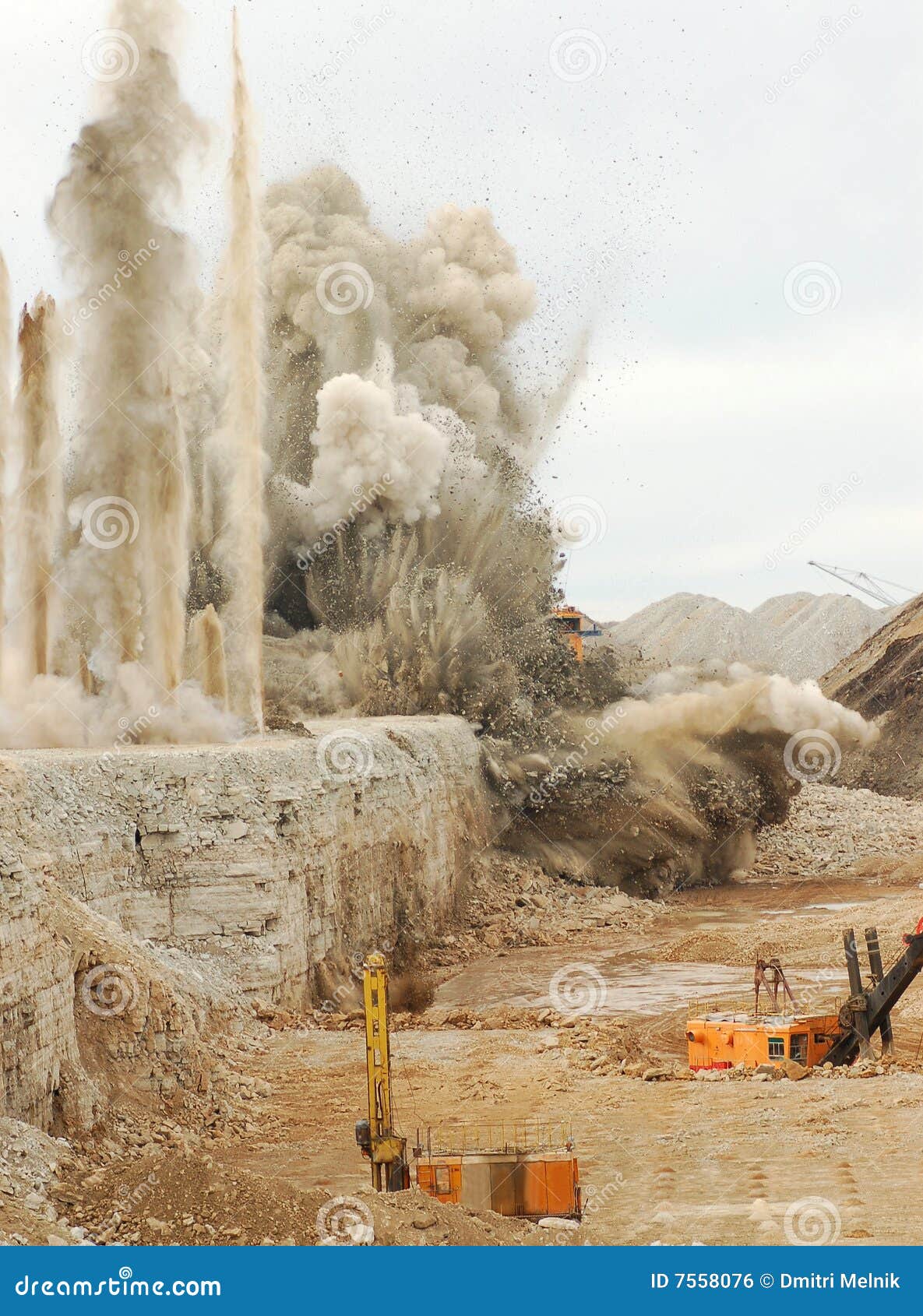 Blast in open pit stock photo. Image of explosion, drilling - 7558076