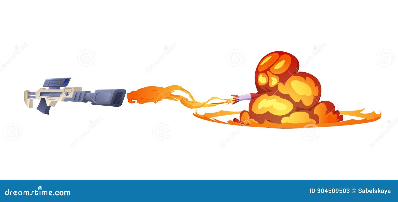 Blaster with Fire Shot Rocket and Explosion. Stock Vector ...