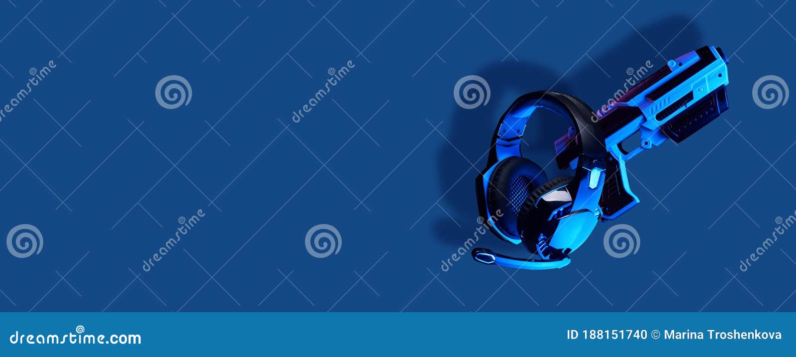 Blaster Game Controllers and Headset. Stock Photo - Image of future ...