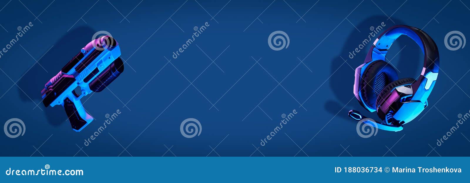 Blaster Game Controllers and Headset. Stock Photo - Image of gaming ...