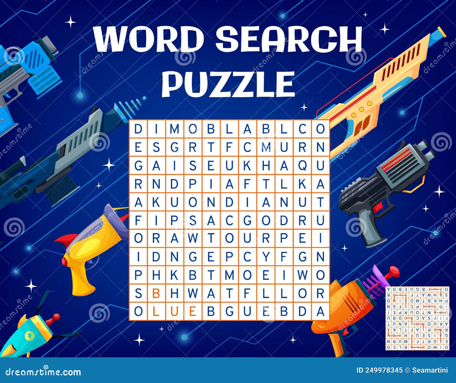 Blaster Gun, Handgun and Raygun, Word Search Game Stock Illustration ... Blaster Gun, Handgun and Raygun, Word Search Game Stock Illustration ...