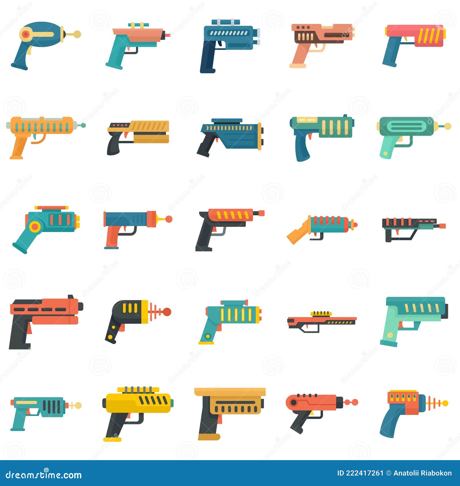 Blaster Icons Set Flat Vector Isolated Stock Vector - Illustration of ...