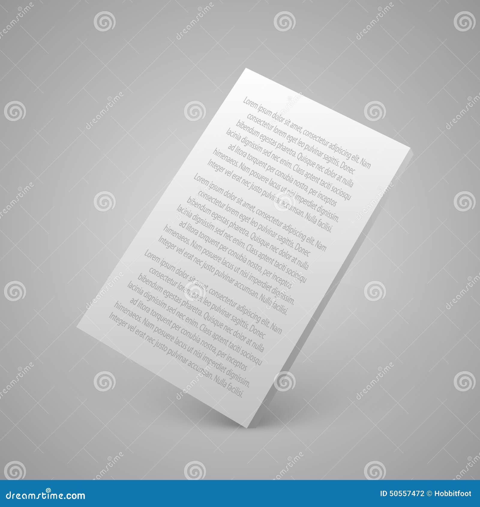 Blatt Papier mit Text 3d vektor abbildung. Illustration von leer - 50557472