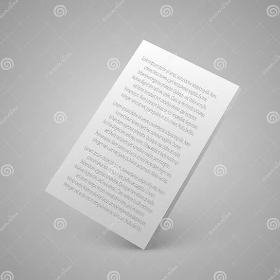 Blatt Papier mit Text 3d vektor abbildung. Illustration von leer - 50557472