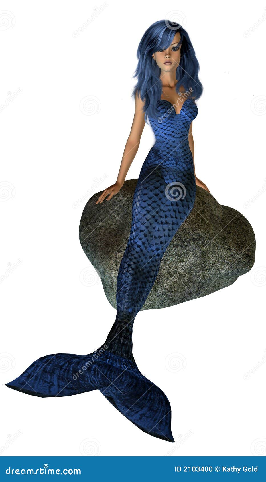 Blaue Nixe, Die Auf Einem Felsen Sitzt Stock Abbildung - Illustration ...