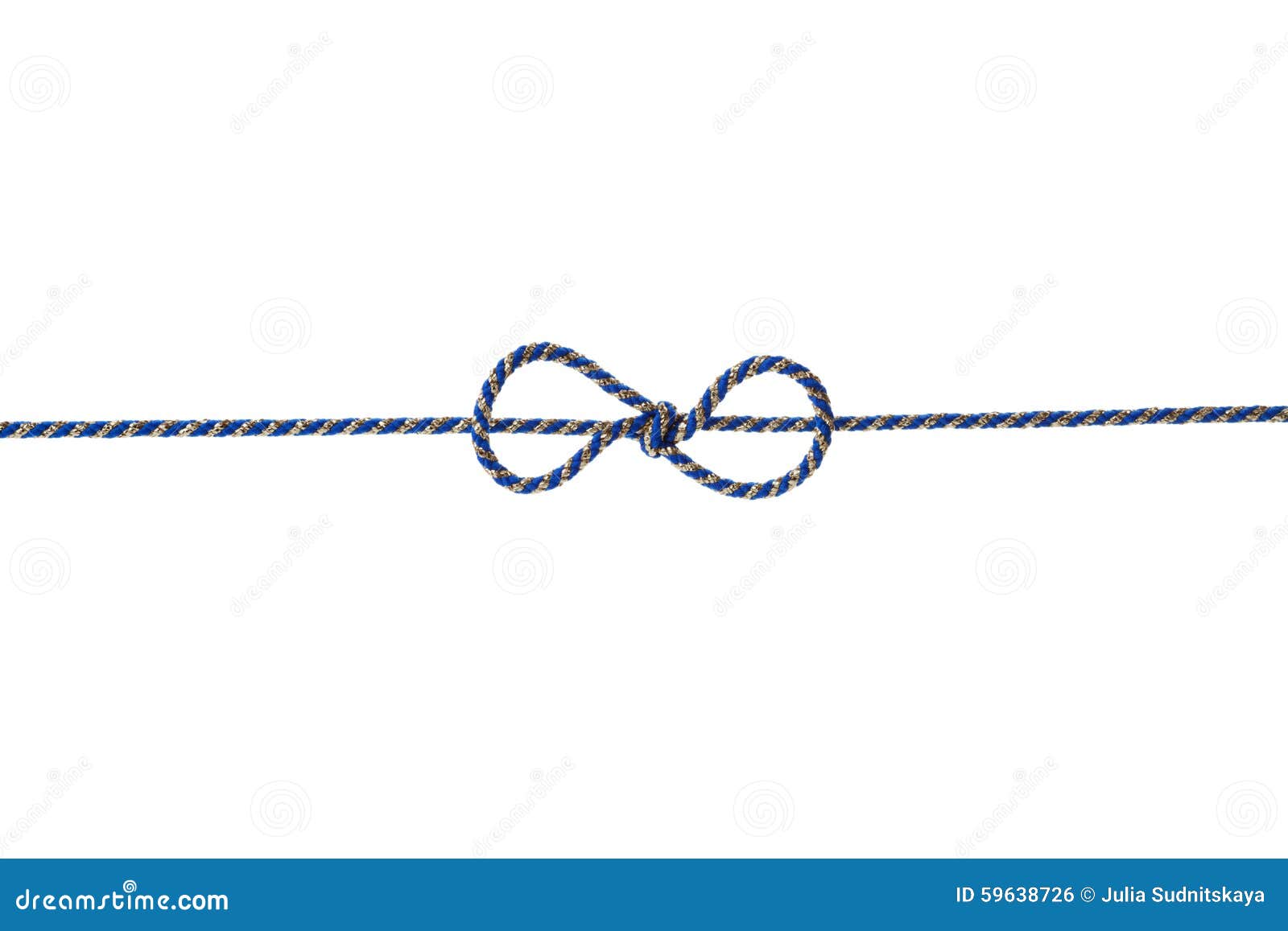 Blaue Schnur Oder Schnur Gebunden in Einem Bogen Lokalisiert Auf Weißem ...