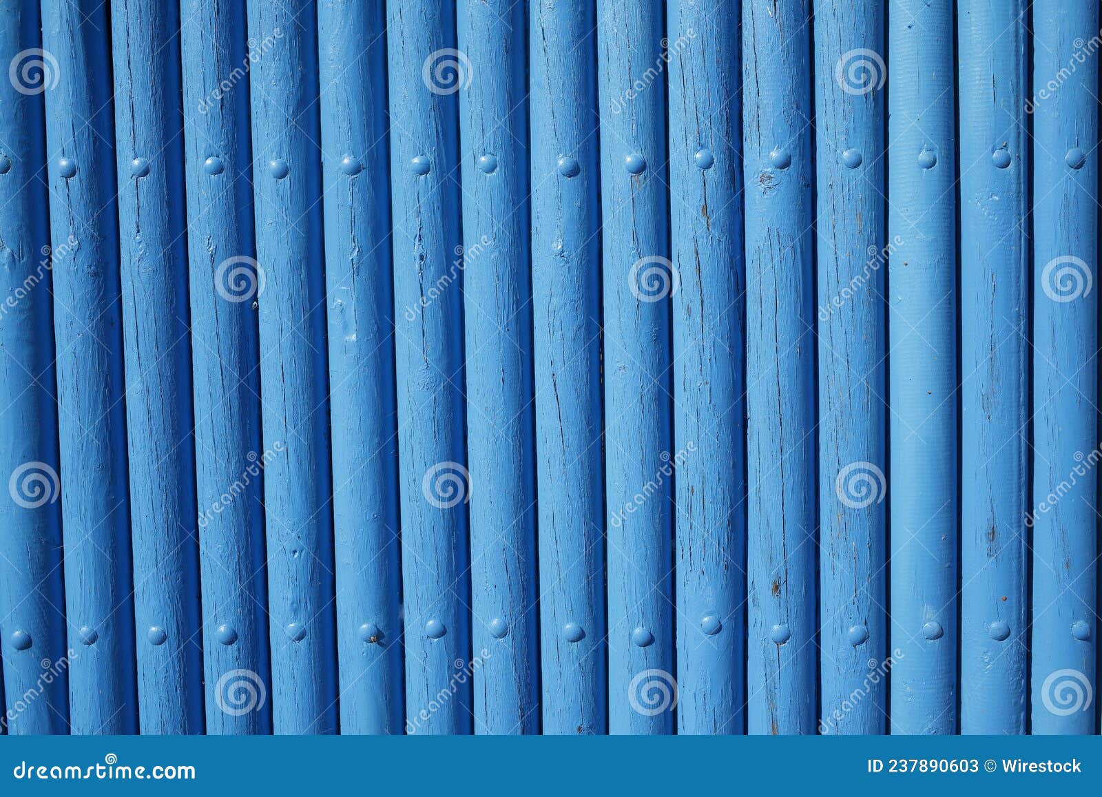 Blue Wooden Garden Fence in the Sun Stock Image - Image of surface ...