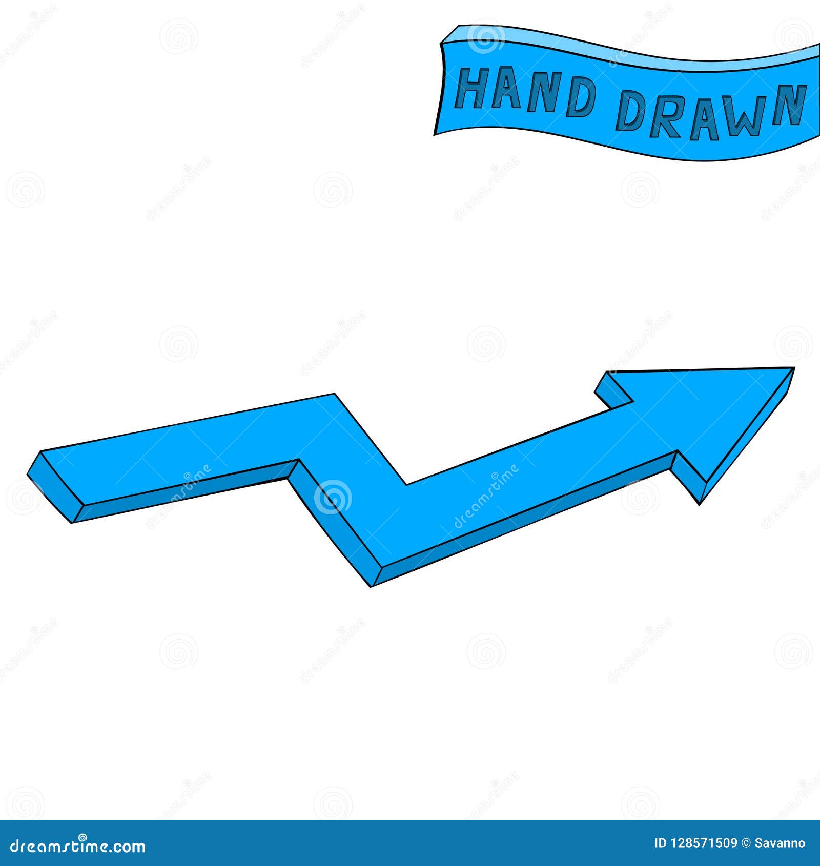 Blauer Pfeil Hand Gezeichnete Skizze Vektor Abbildung - Illustration ...