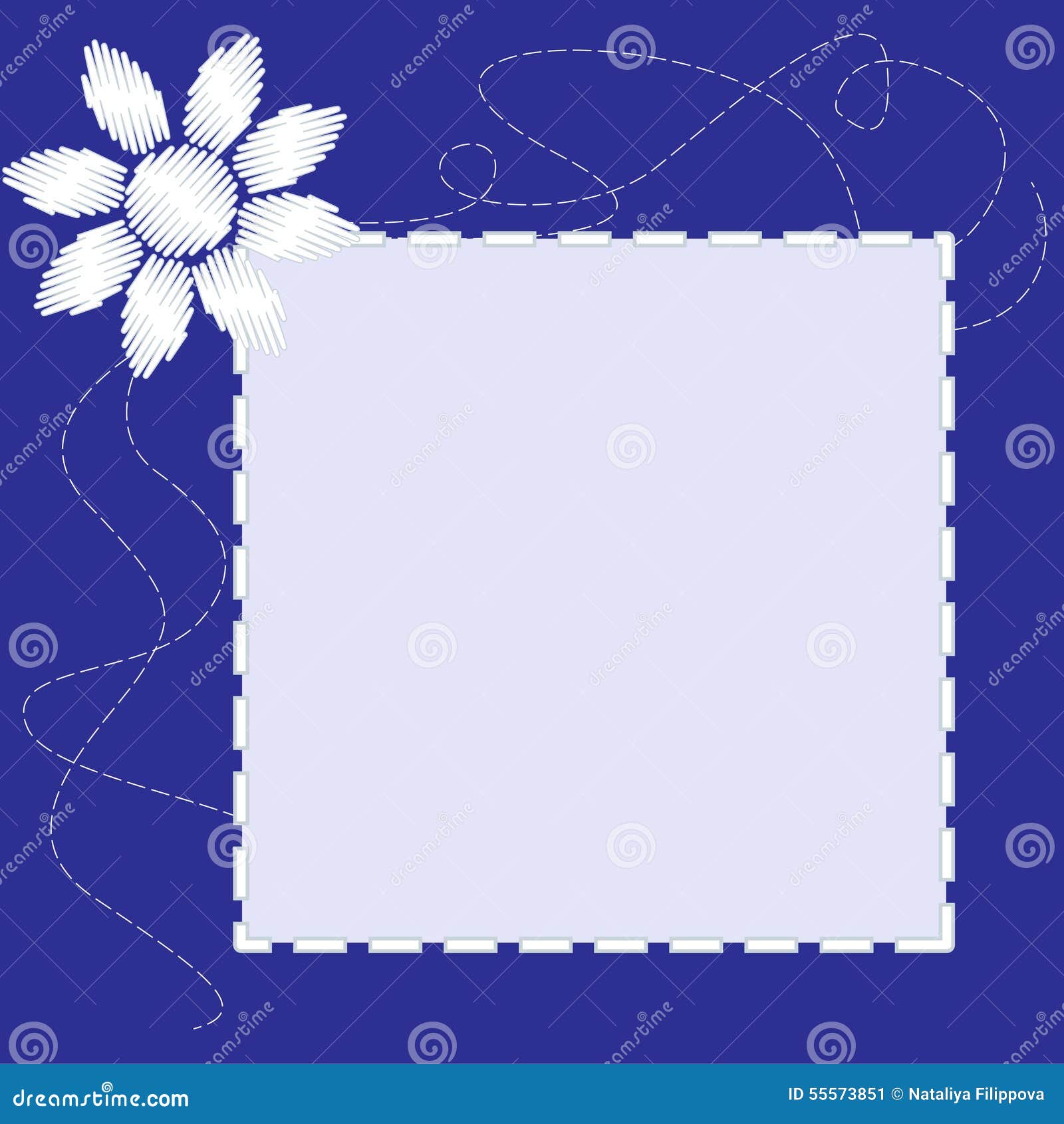 Blauer Rahmen mit Blume vektor abbildung. Illustration von heftung ...